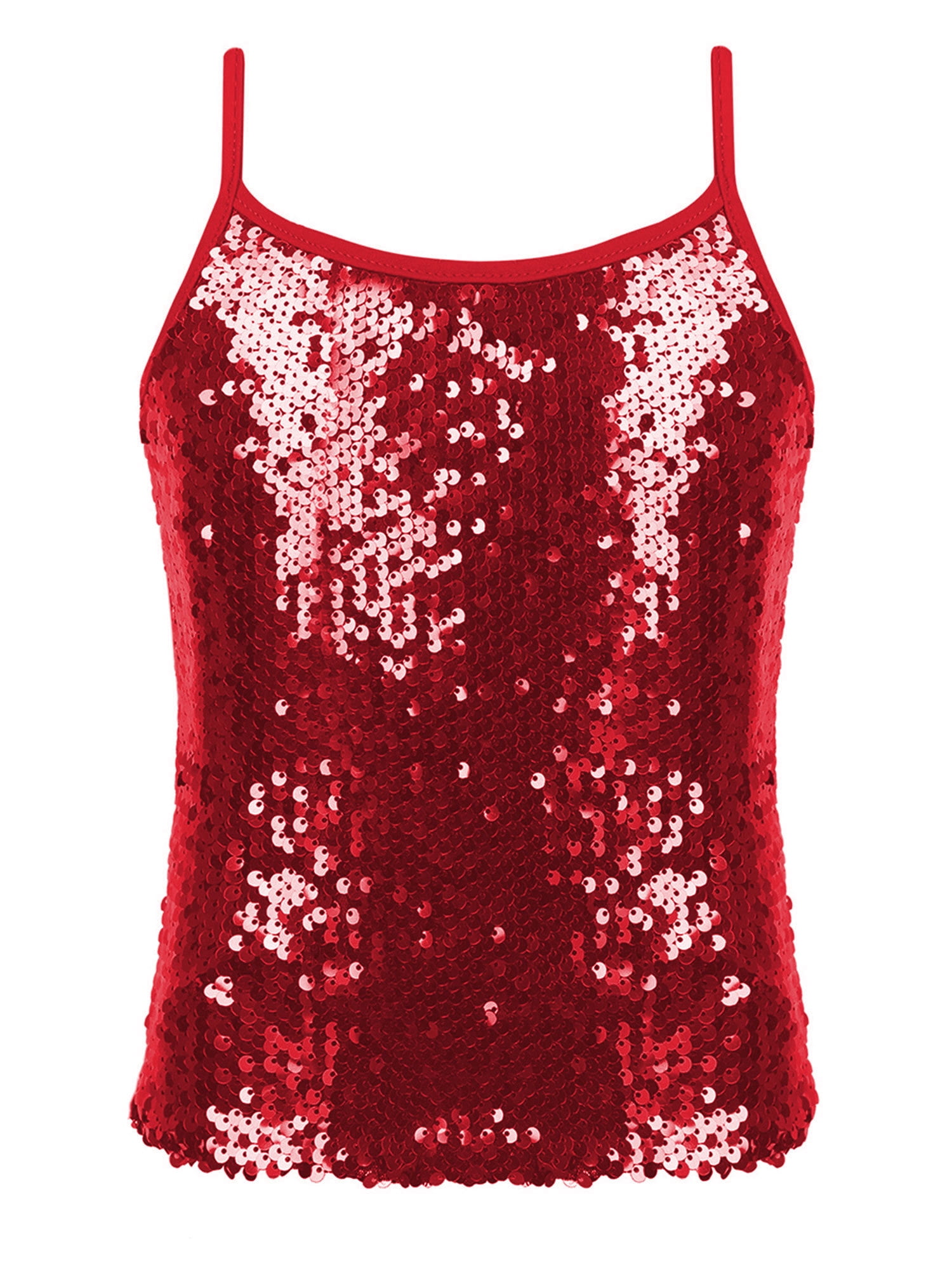 Sholeno Kids Girls Sparkly Sequins Spaghetti Straps Tank Tops Jazz ...