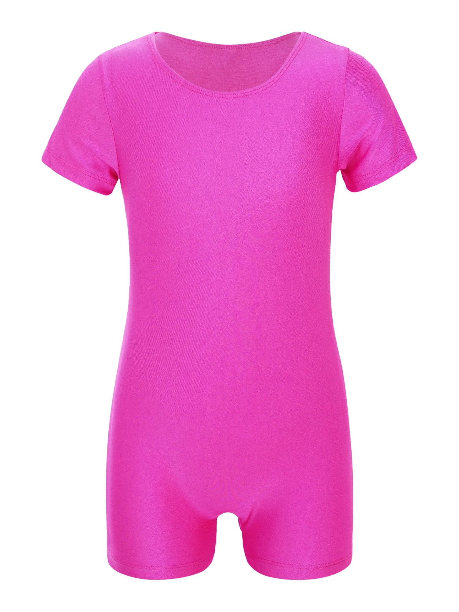 Sholeno Kids Short Sleeve Unitard Stretchy Shorty Biketard Ballet Dance ...