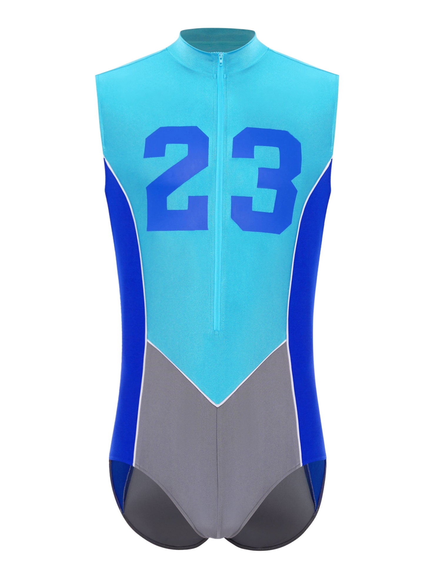 Sholeno Men's Sleeveless Front Zipper Athletic Leotard One Piece ...