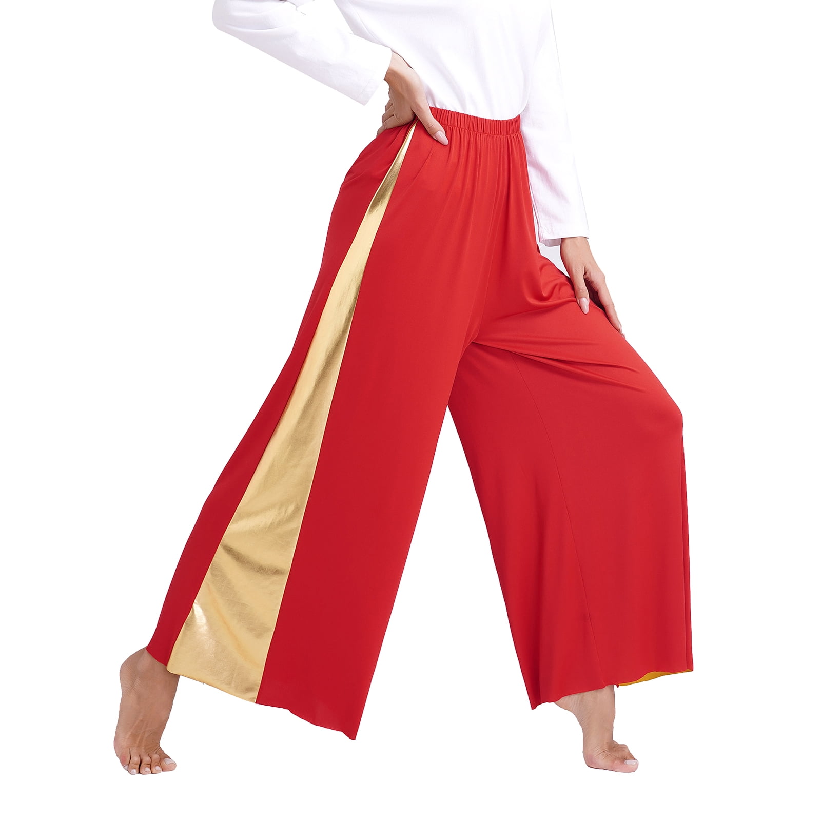 Sholeno Women Praise Dance Palazzo Pants Loose Metallic Church Worship ...