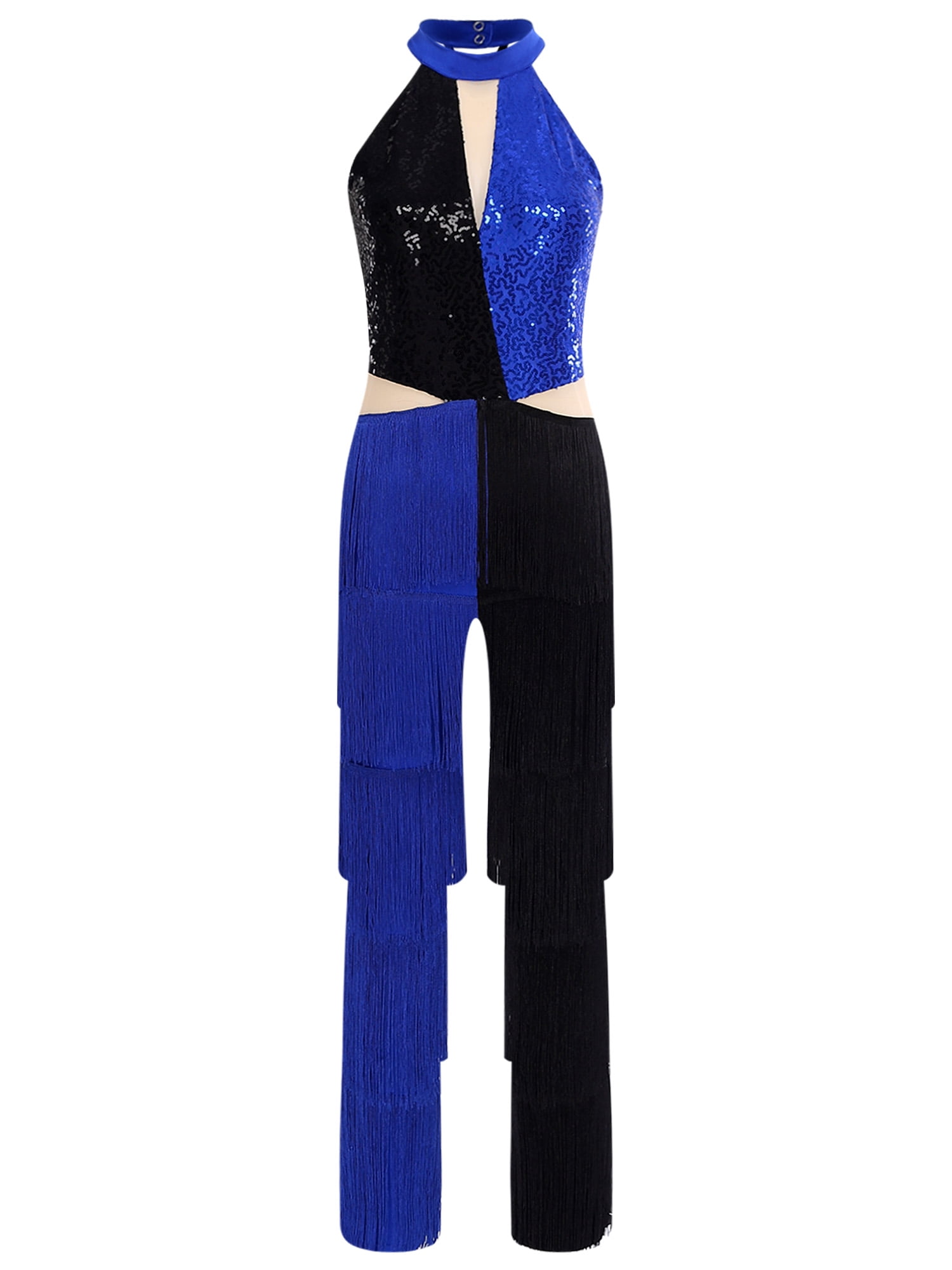 Sholeno Women's 70s Disco Jumpsuit Color Block Hippies Rompers Sequin ...