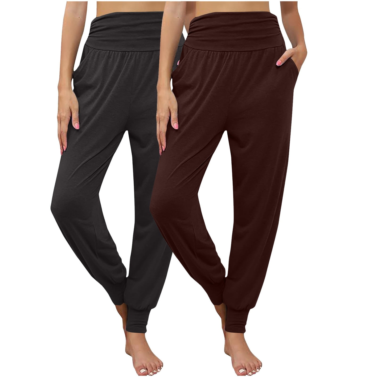 ShomPort 2 Pack Baggy Yoga Pants for Women High Waisted Stretchy Comfy ...