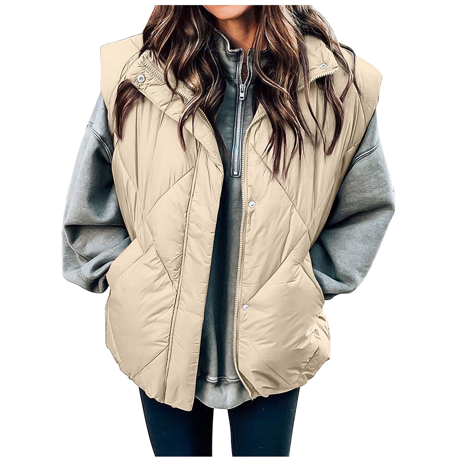 ShomPort 2023 Winter Puffer Vest for Women Quilted Stand Collar Zip up ...