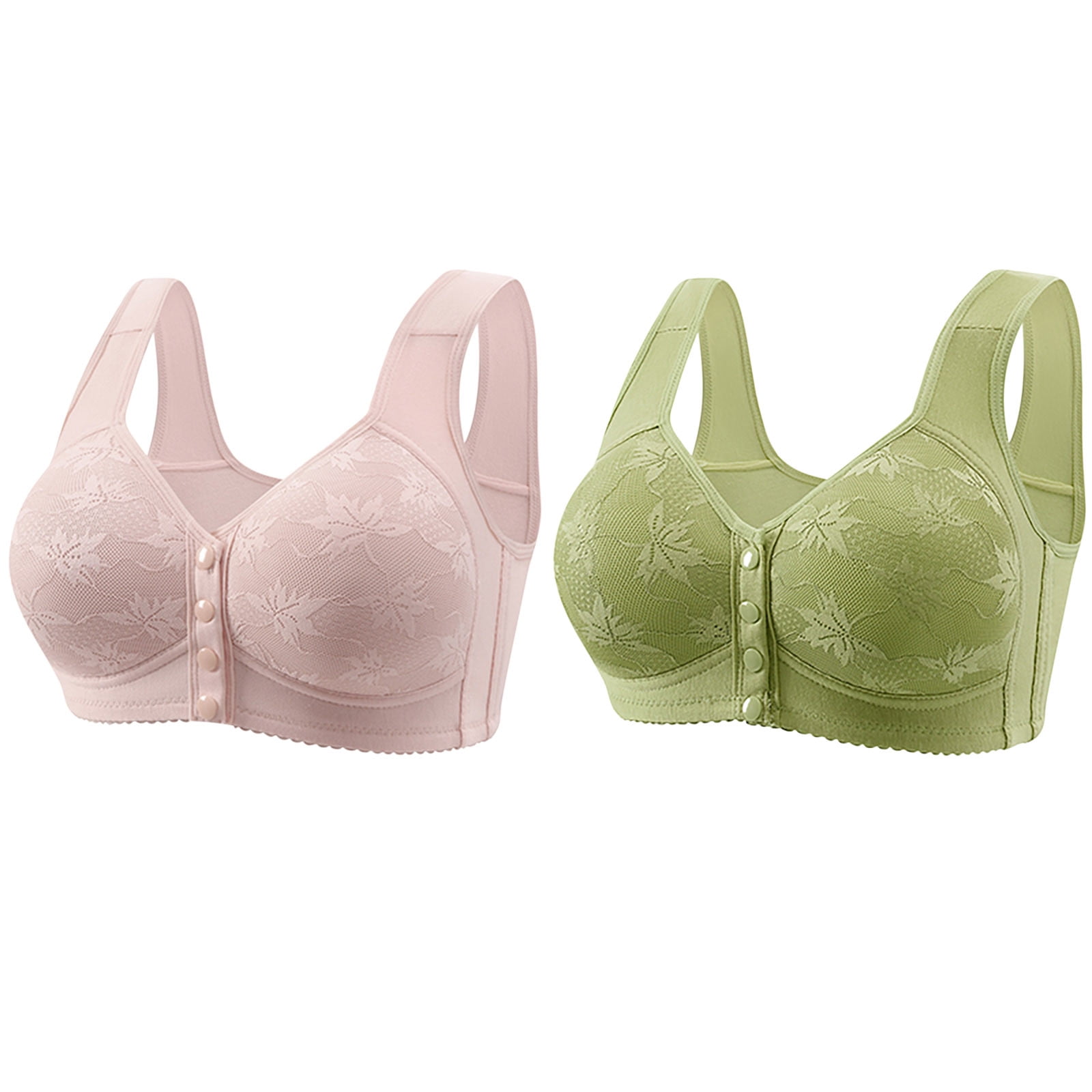 ShomPort 2PC Everyday Sleep Bras Soft Cup Front Snap Close Bras -Wide ...