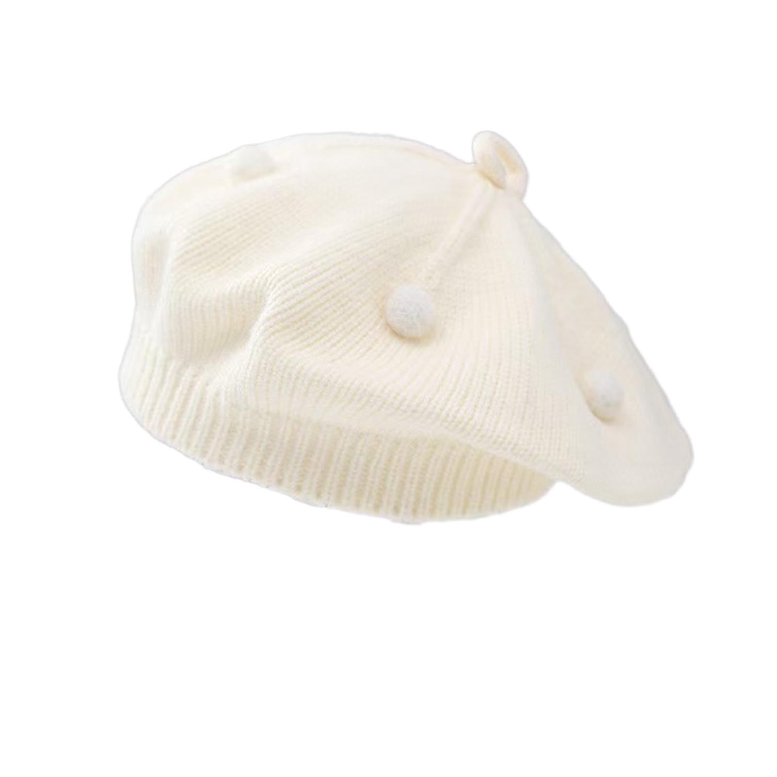 ShomPort Beret Caps for Little Girls Elastic Ribbed Cotton Cozy Solid ...
