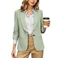 ShomPort Blazers for Women Dressy Button Front Suit Jackets Ruched 3/4 ...
