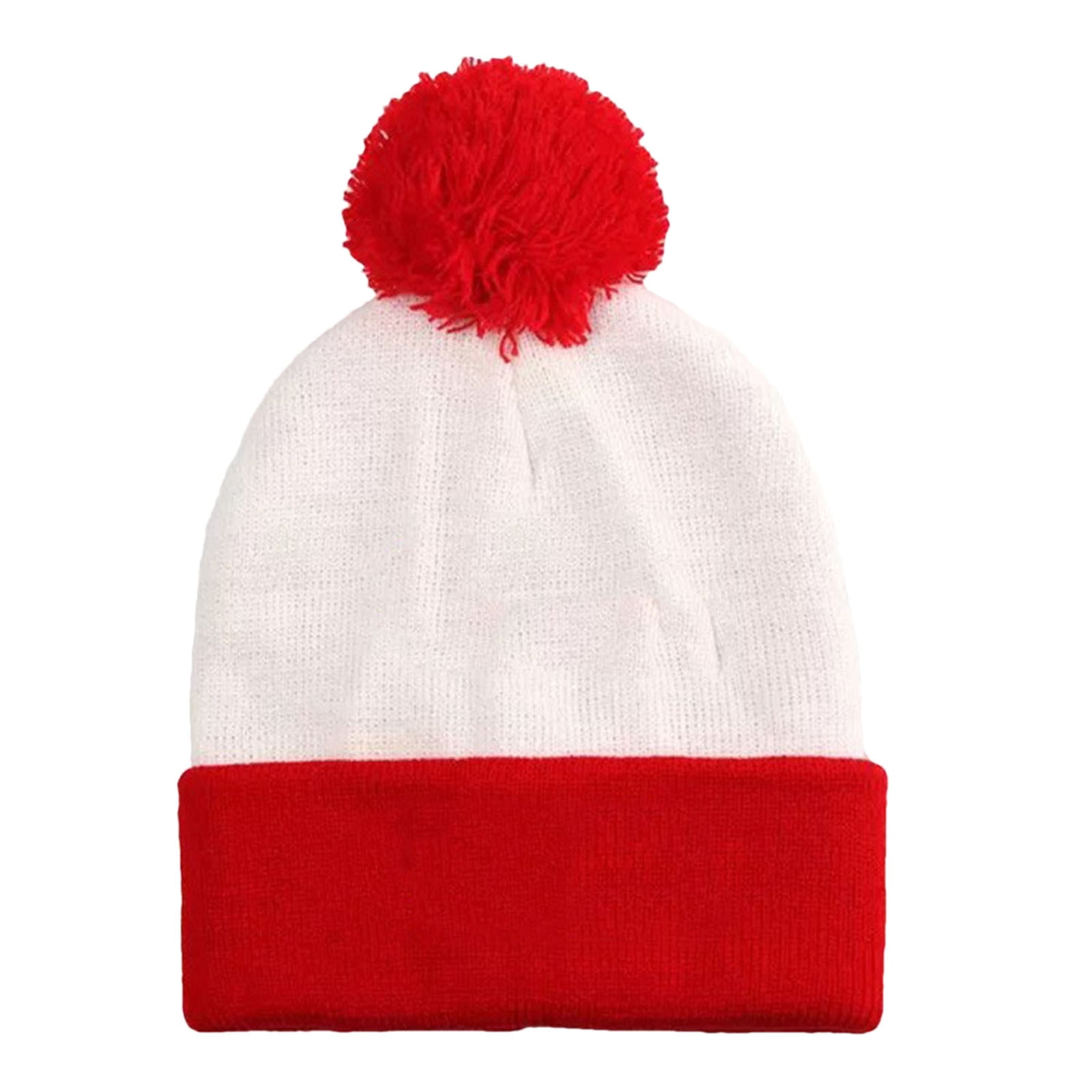 ShomPort Christmas Red Knitted Caps for Womens Color Block Cute Beanies ...