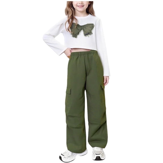 ShomPort Girls Cargo Pants Outfits Long Sleeve Print Shirts and ...