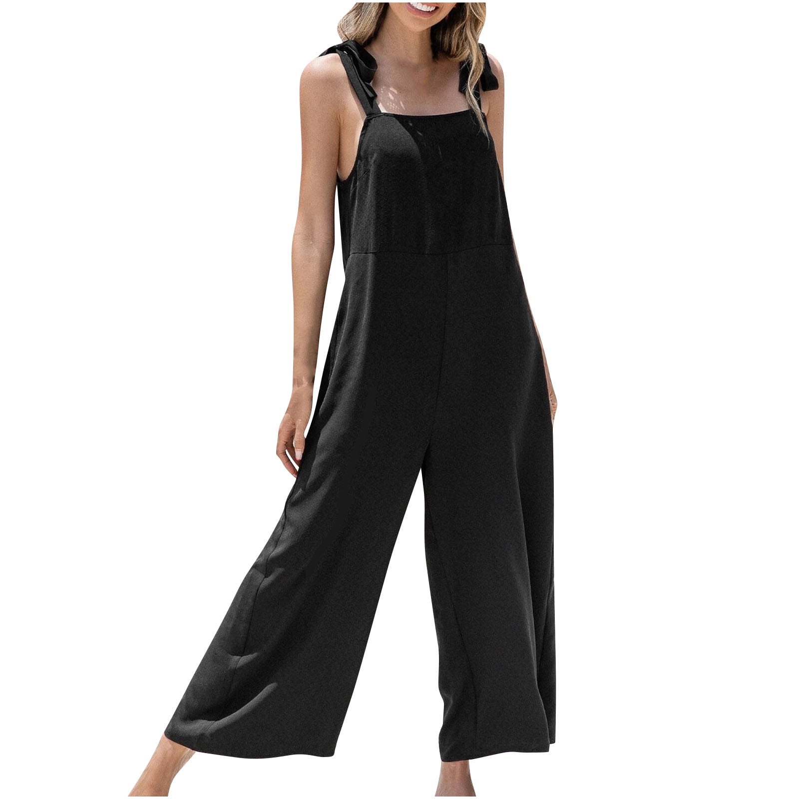 ShomPort Jumpsuits for Women Causal Summer Wide Leg Loose Bib Overalls ...