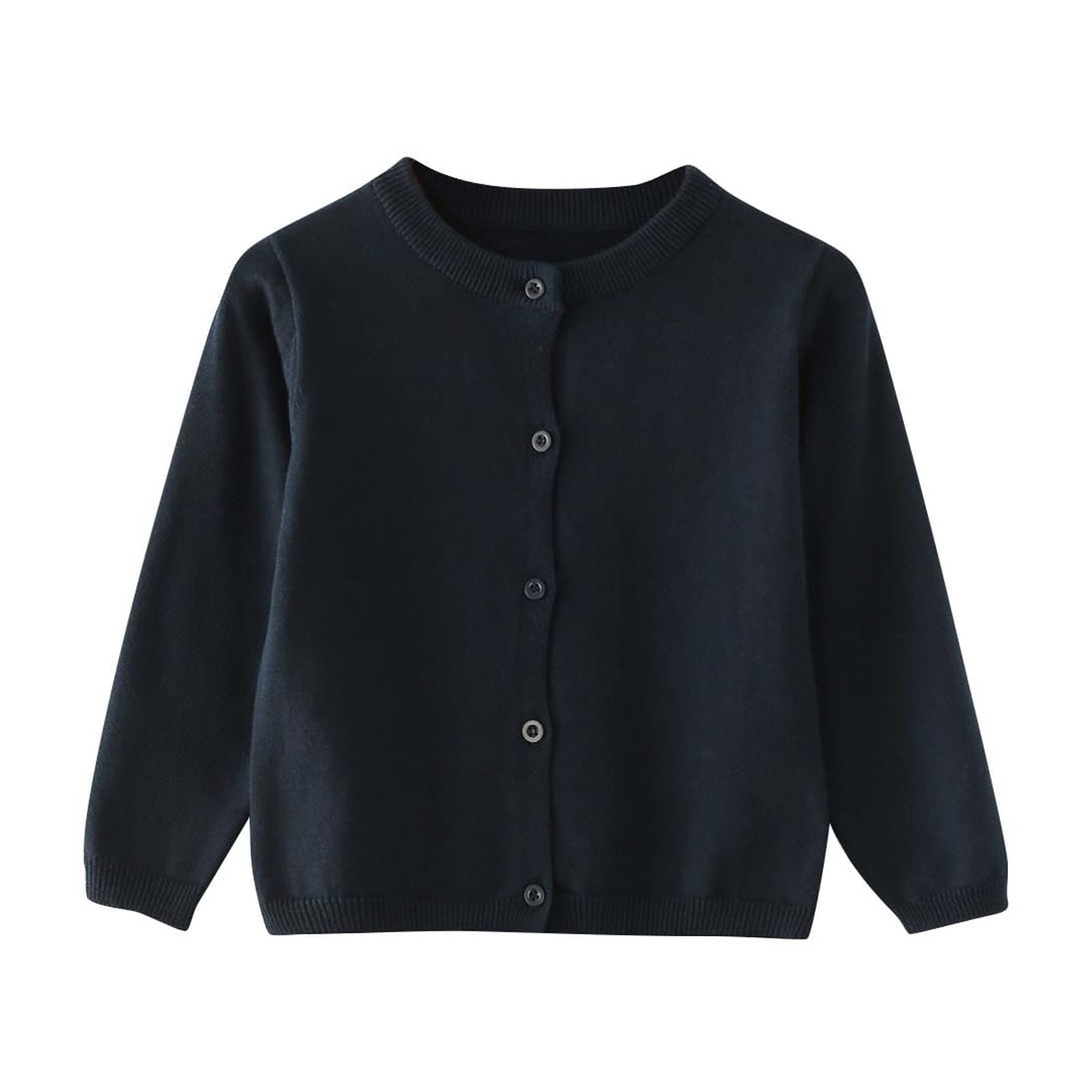 ShomPort Little Girls Cardigan Knitted Button-Down Long Sleeve Crewneck ...