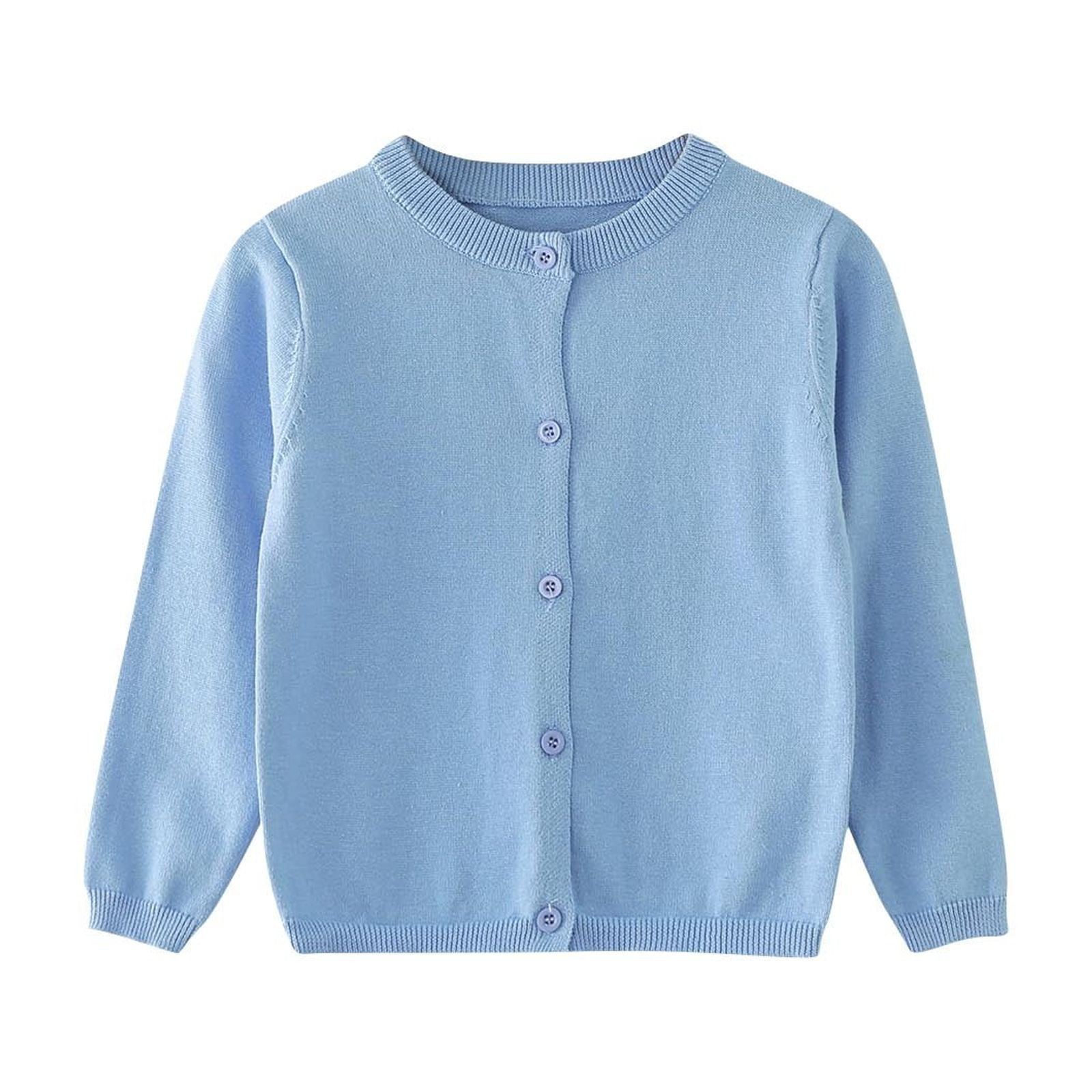 ShomPort Little Girls Cardigan Knitted Button-Down Long Sleeve Crewneck ...