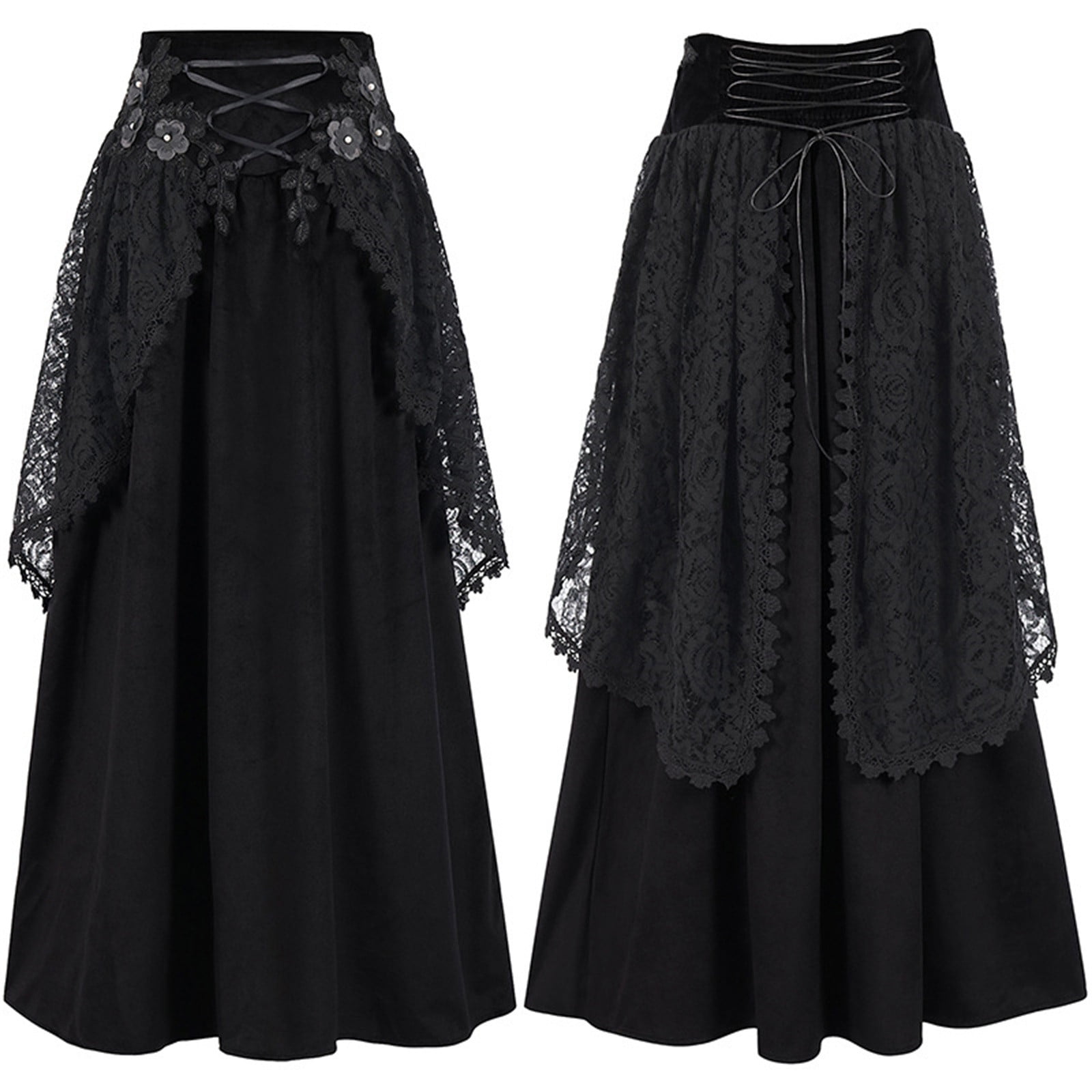 ShomPort Maxi for Women High Waist Corset Vintage Black Long Skirt ...