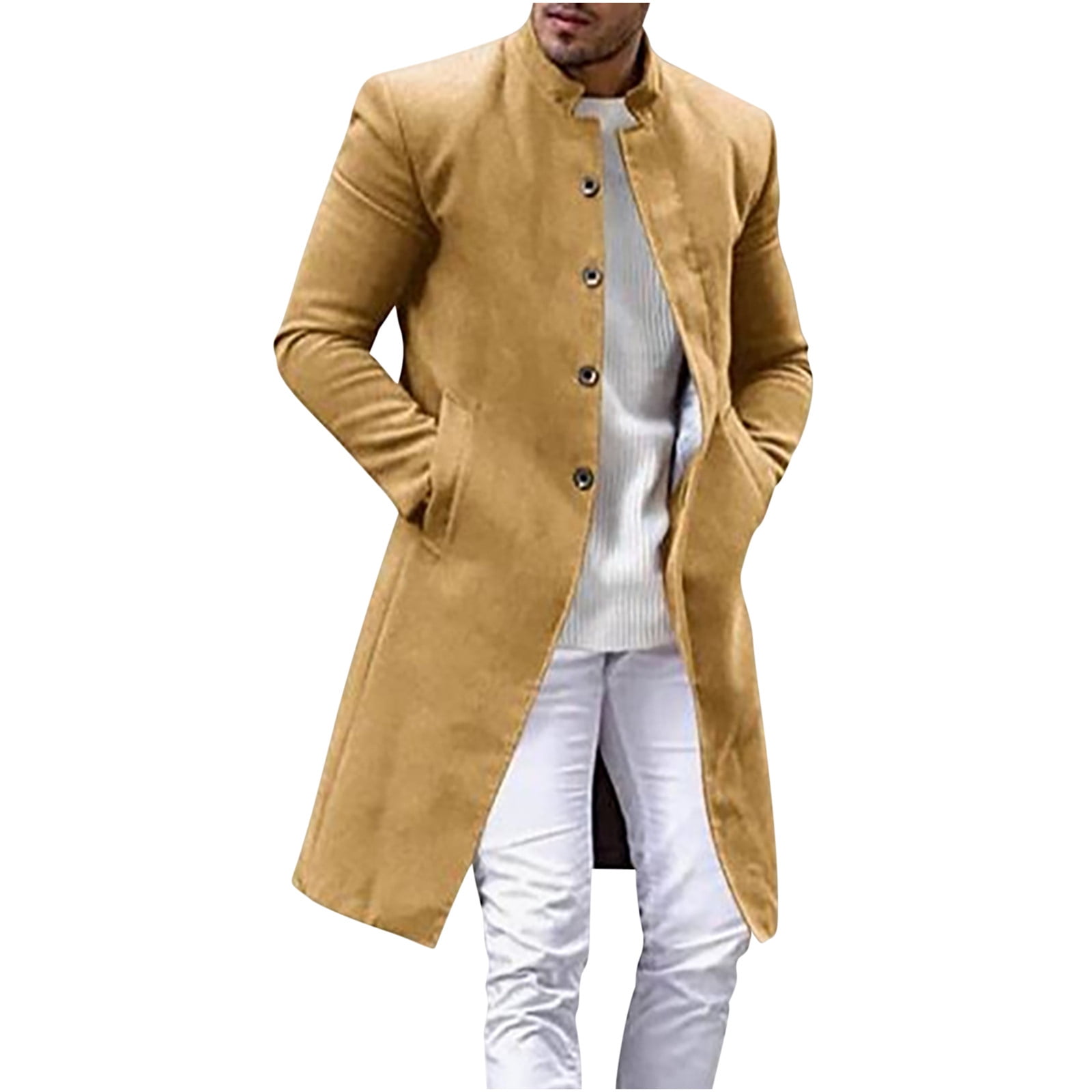 ShomPort Men's Classic Trench Overcoat Single Breasted Mid Long Coat ...