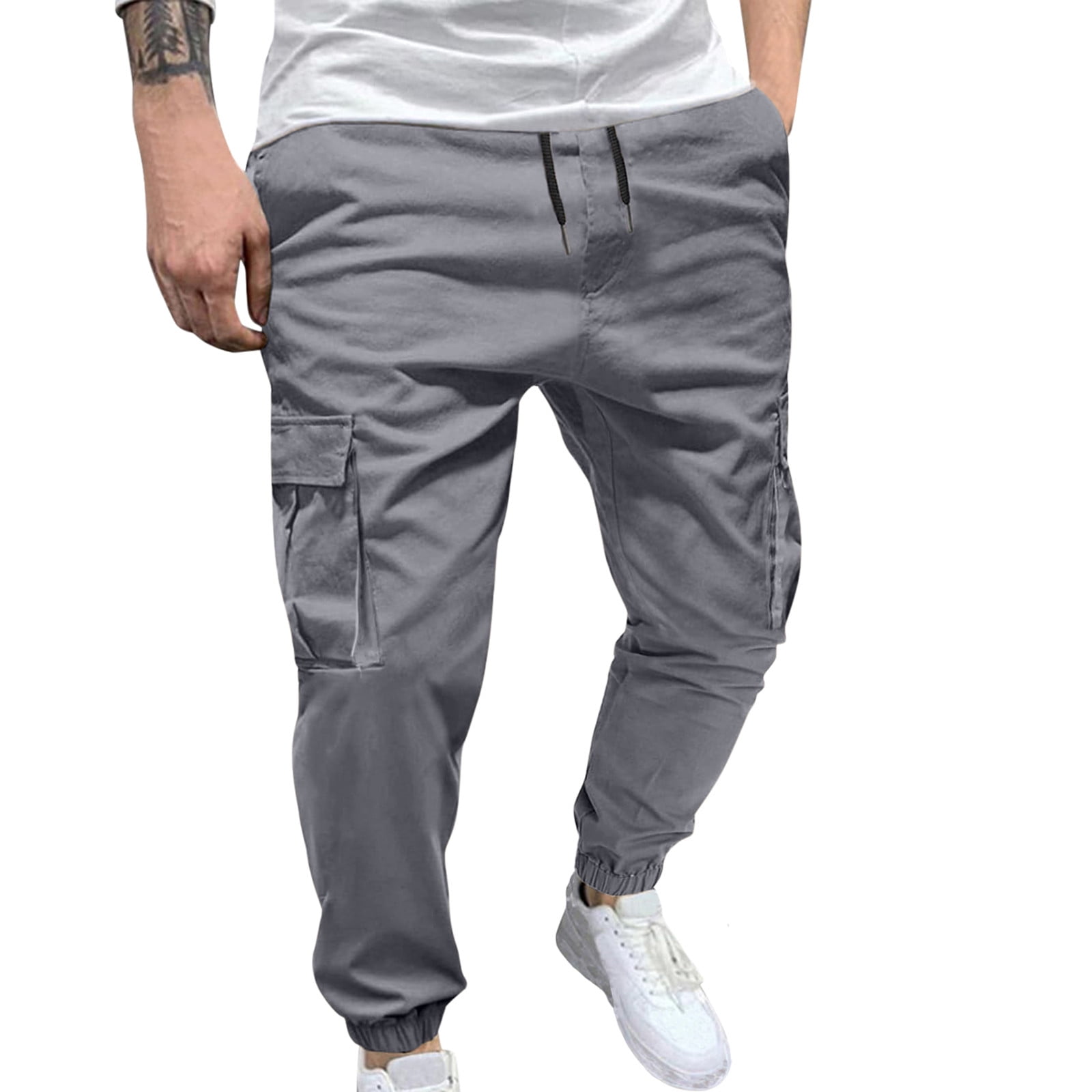 ShomPort Mens Fall Drawstring Sweatpants Cargo Pants, Men Active Workout Joggers Pants with 4 ...