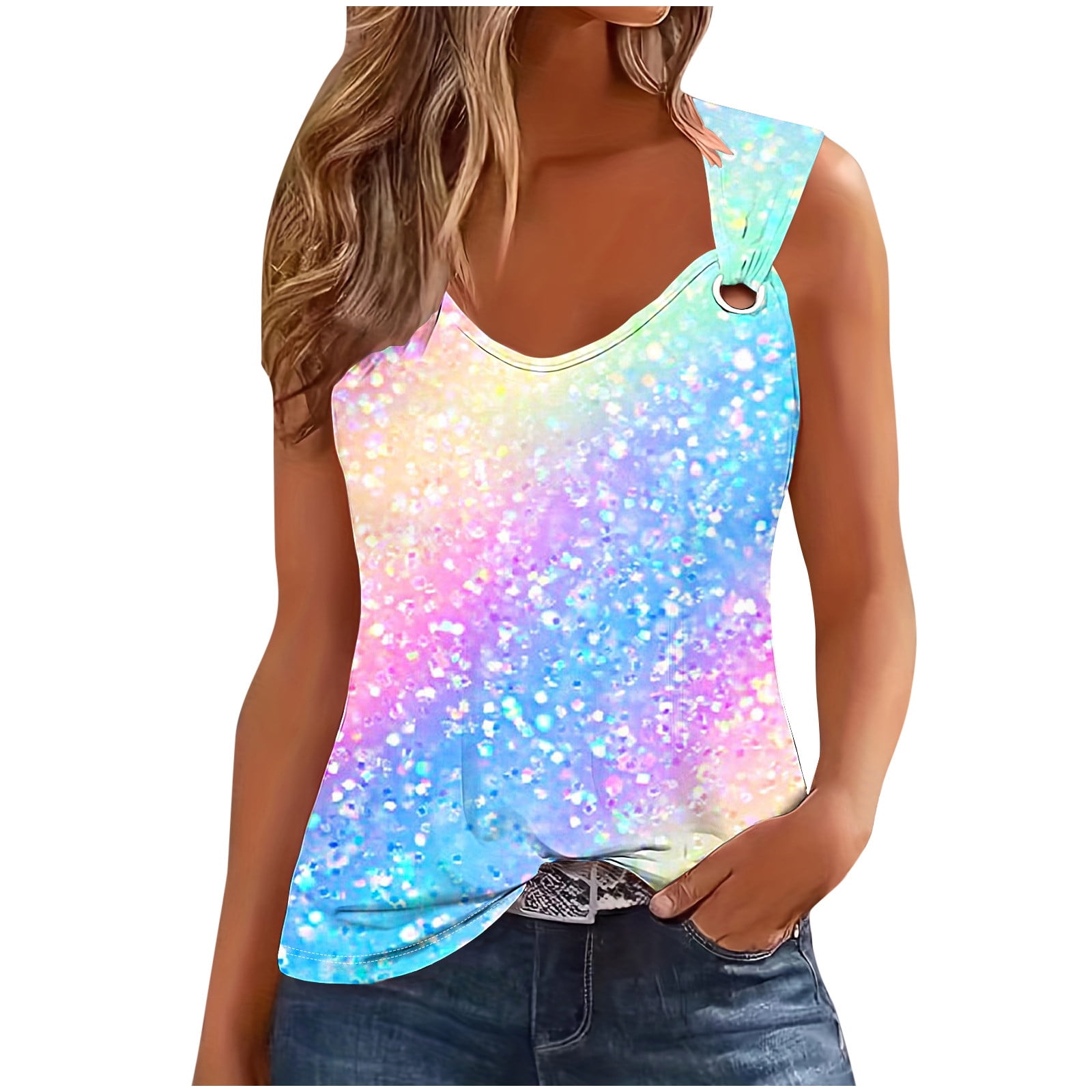ShomPort Summer Tank Tops for Women Trendy V Neck Sleeveless Vest Color ...