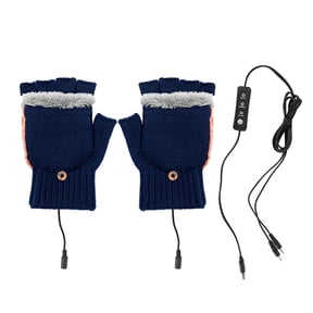 Winter Knitted Fingerless Gloves Thermal Warm Convertible Mittens Flap ...