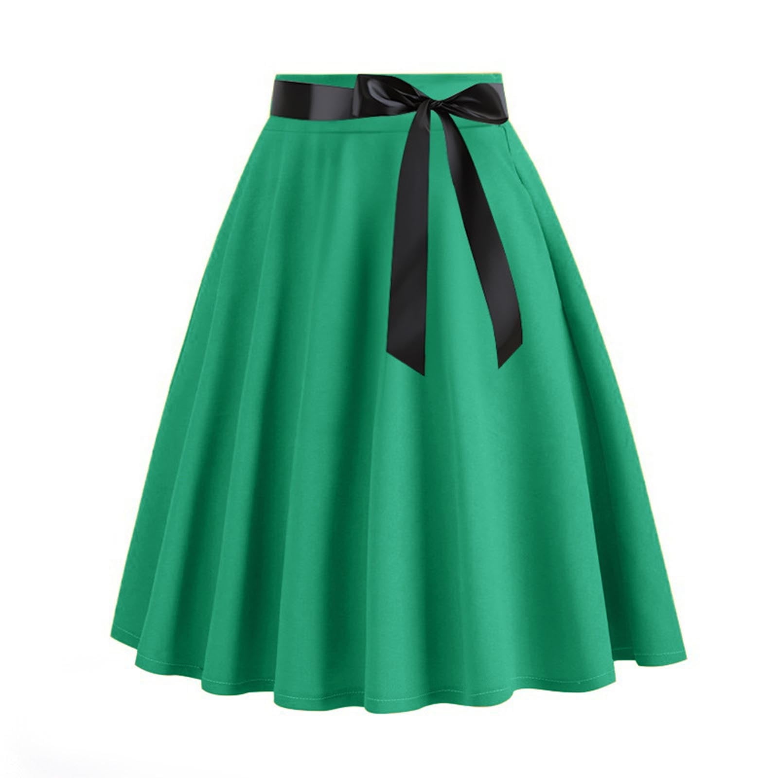 ShomPort Vintage Skirt for Women High Waist Lace Up Pleated Skirts ...