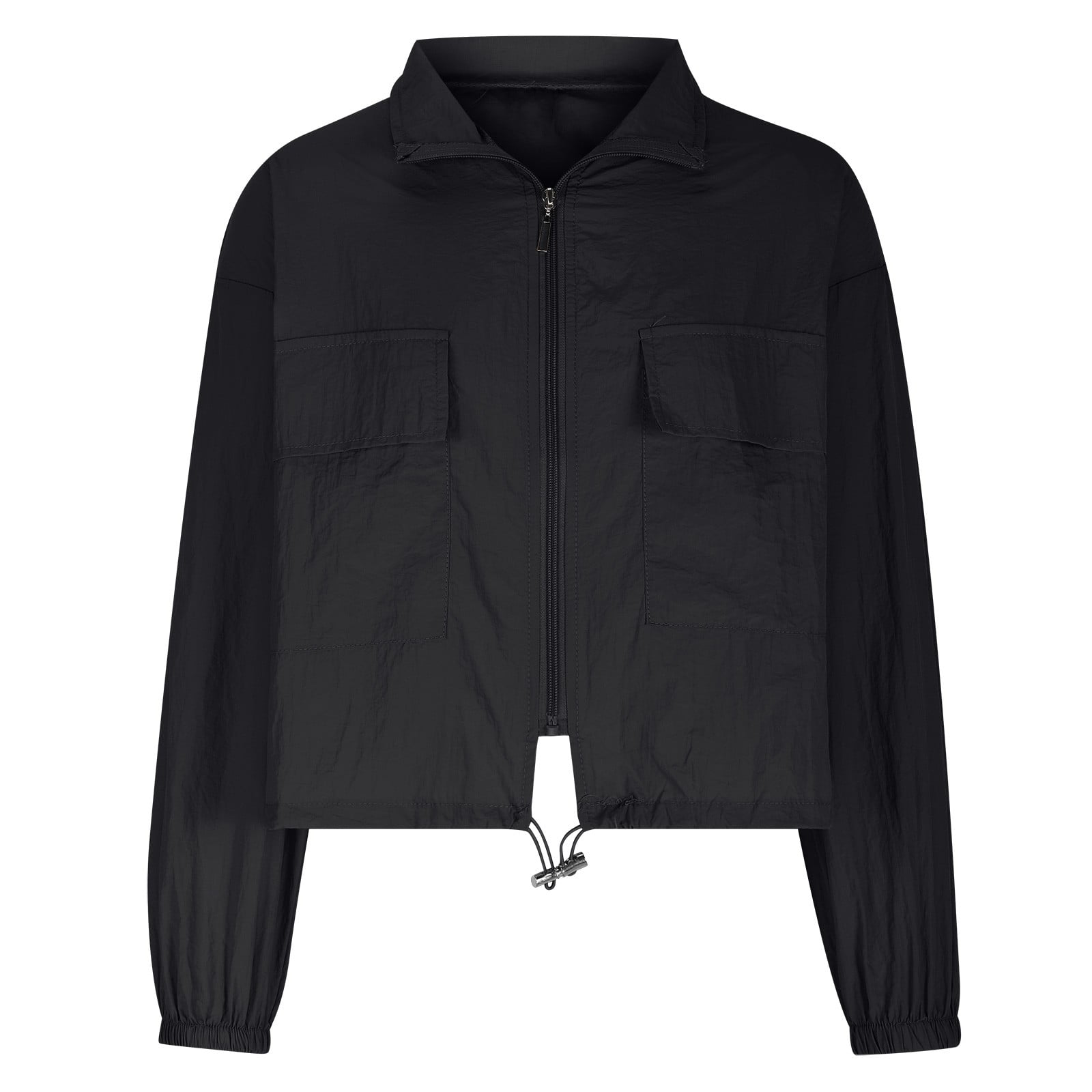 ShomPort Women Casual Cropped Jackets Zip Up Stand Collar Lightweight ...