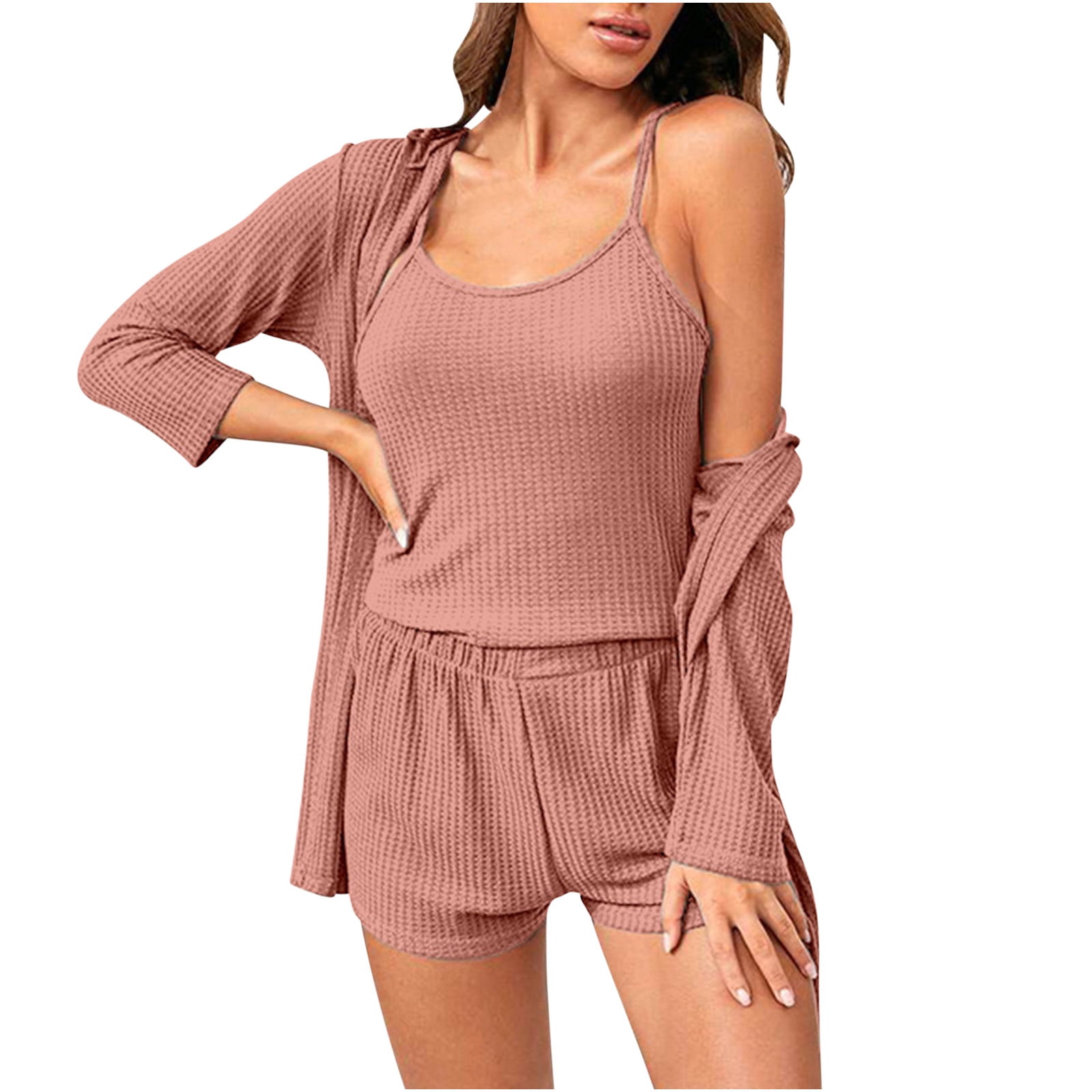 ShomPort Women Pajamas Set 3 Piece Lounge Sets with Open Front Cardigan ...