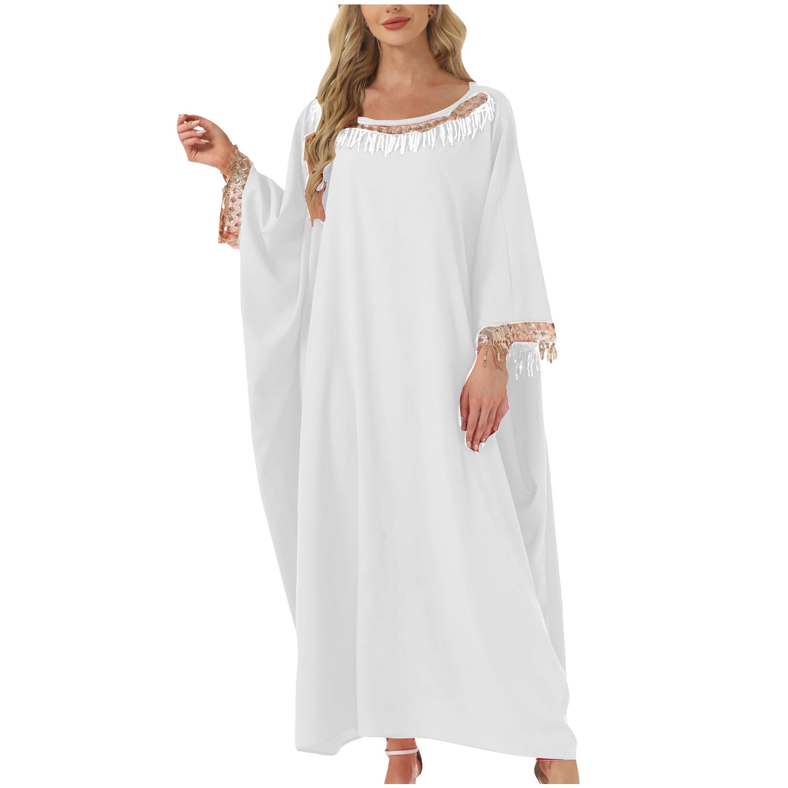 ShomPort Women's Boat Neck 3/4 Sleeve Oversized Maxi Dress Plus Size ...