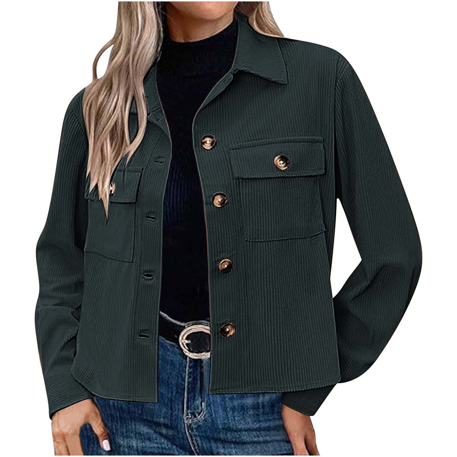 ShomPort Women's Casual Corduroy Jackets Fall Crop Button Down Shacket ...