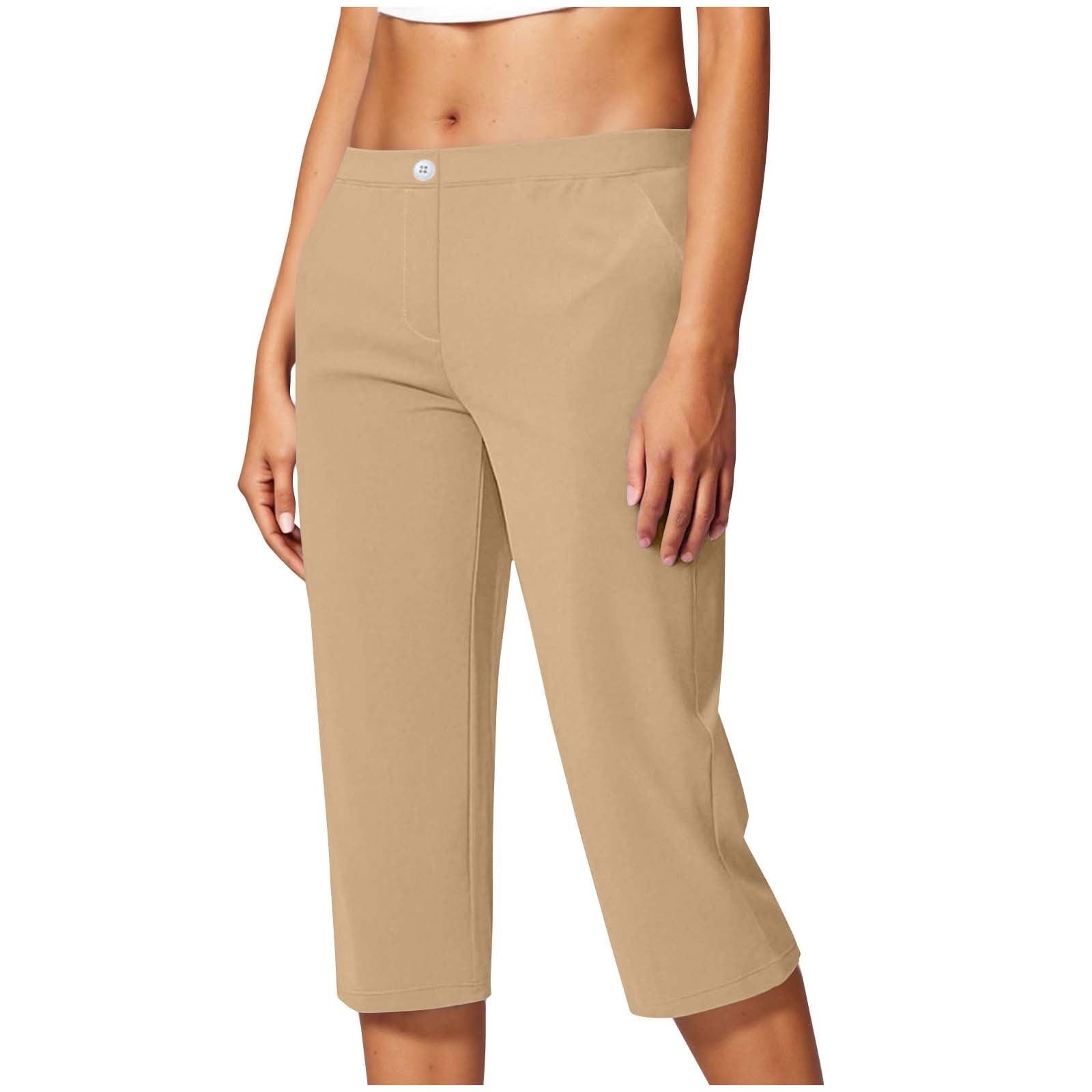ShomPort Womens Capris For Summer Stretchy Cropped Trousers With Pocket ...