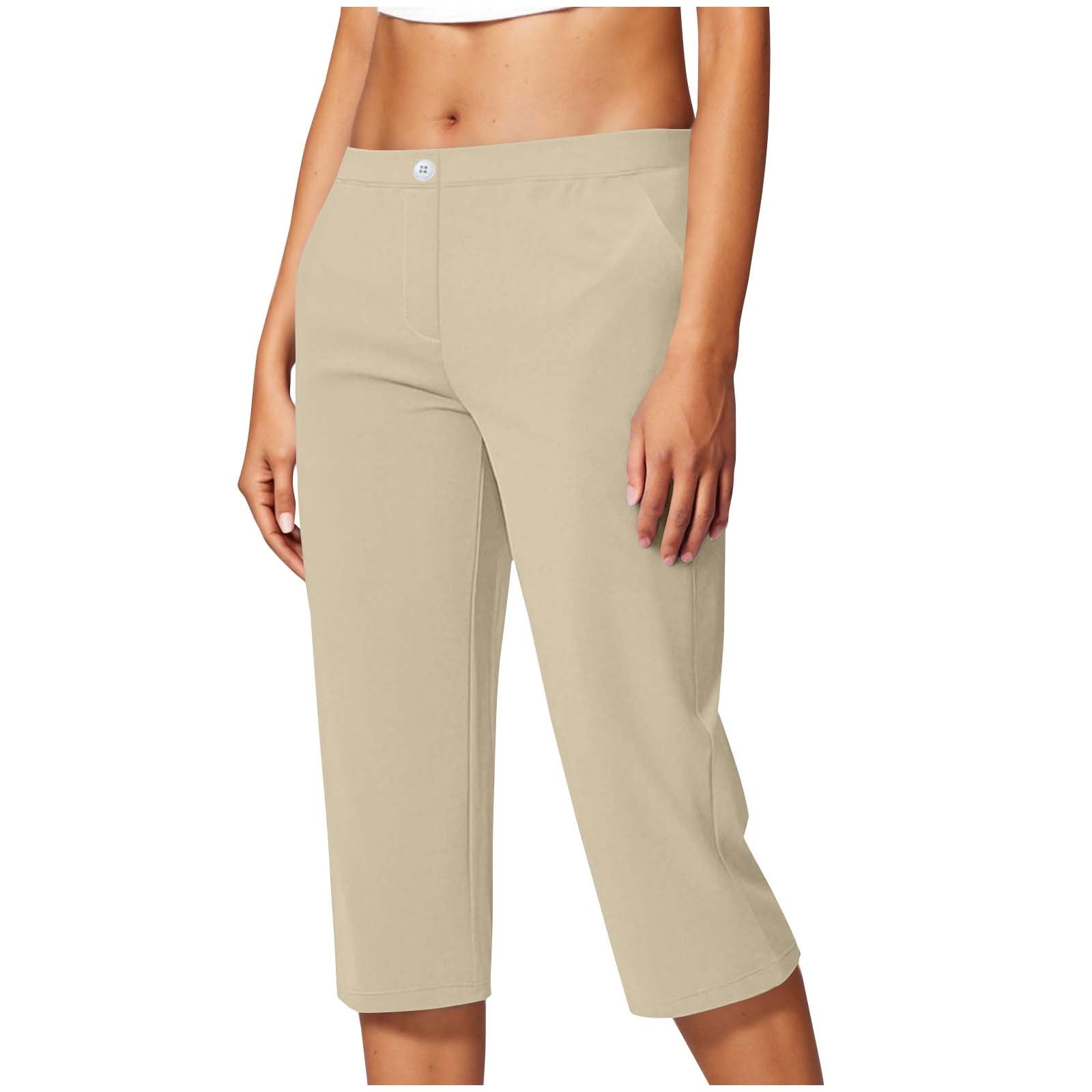 ShomPort Womens Capris For Summer Stretchy Cropped Trousers With Pocket ...