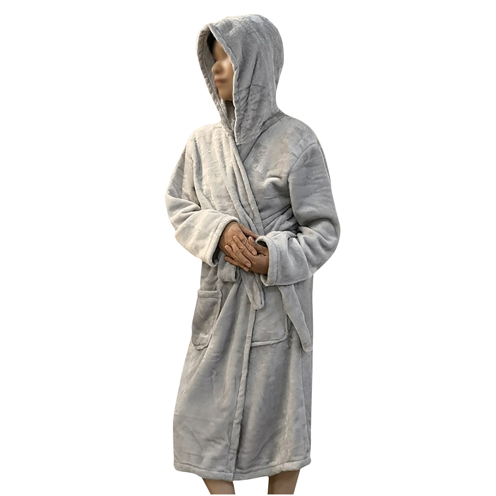 Shomport Womens Hooded Plush Warm Robe Fleece Cozy Bathrobe Fuzzy
