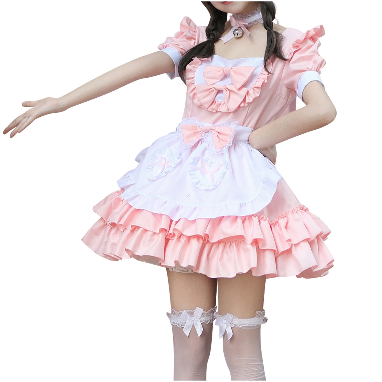 ShomPort Womens Maid Outfit Maid Mini Dress Classic Cute Lovely Maid ...