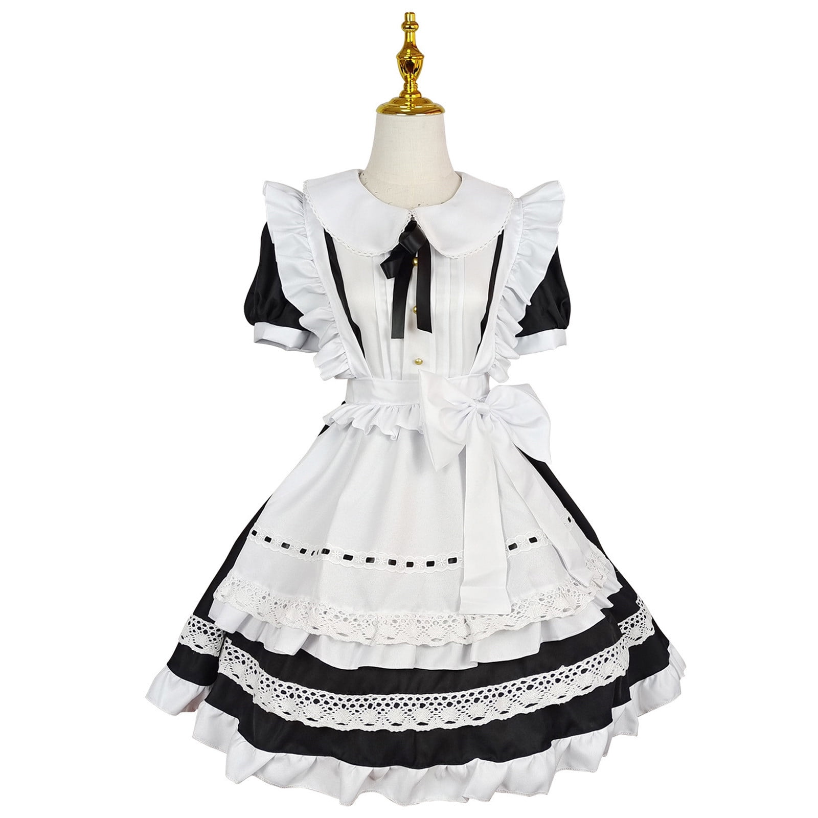 ShomPort Womens Maid Outfit Maid Mini Dress Classic Cute Lovely Maid ...