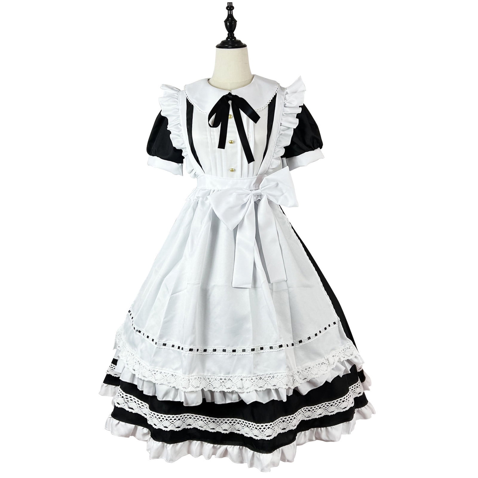 ShomPort Womens Maid Outfit Maid Mini Dress Classic Cute Lovely Maid ...