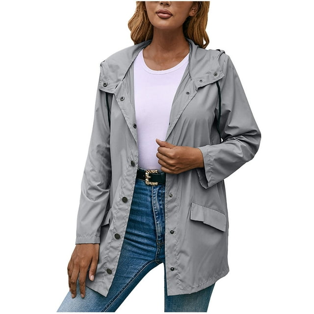 ShomPort Womens Waterproof Rain Jacket Lightweight Button down Raincoat ...