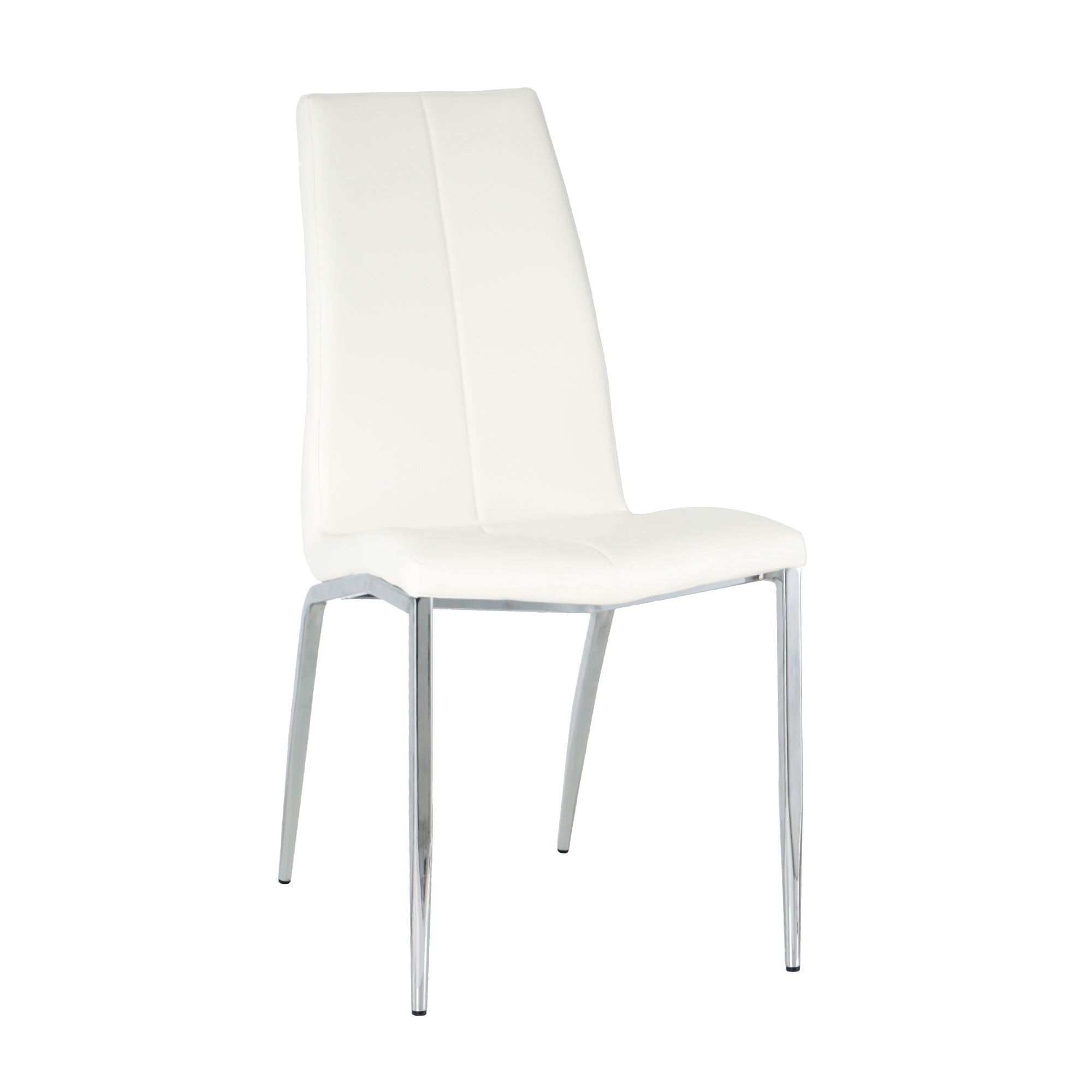 Shona Pu Dining Chairs with Chrome Metal Leg (Set of 4) - White ...
