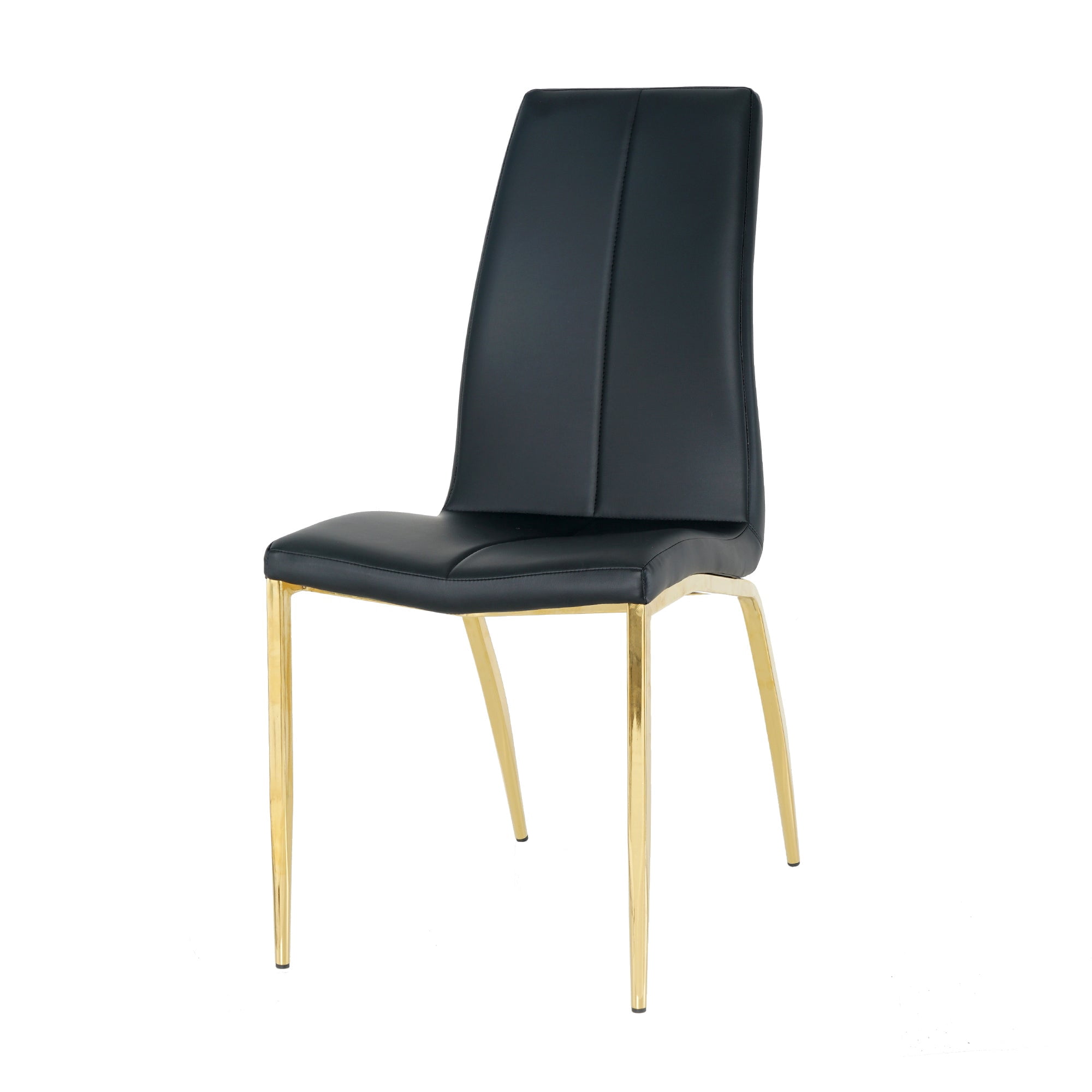 Shona Pu Dining Chairs with Gold Metal Leg (Set of 4) - Black - Walmart.com