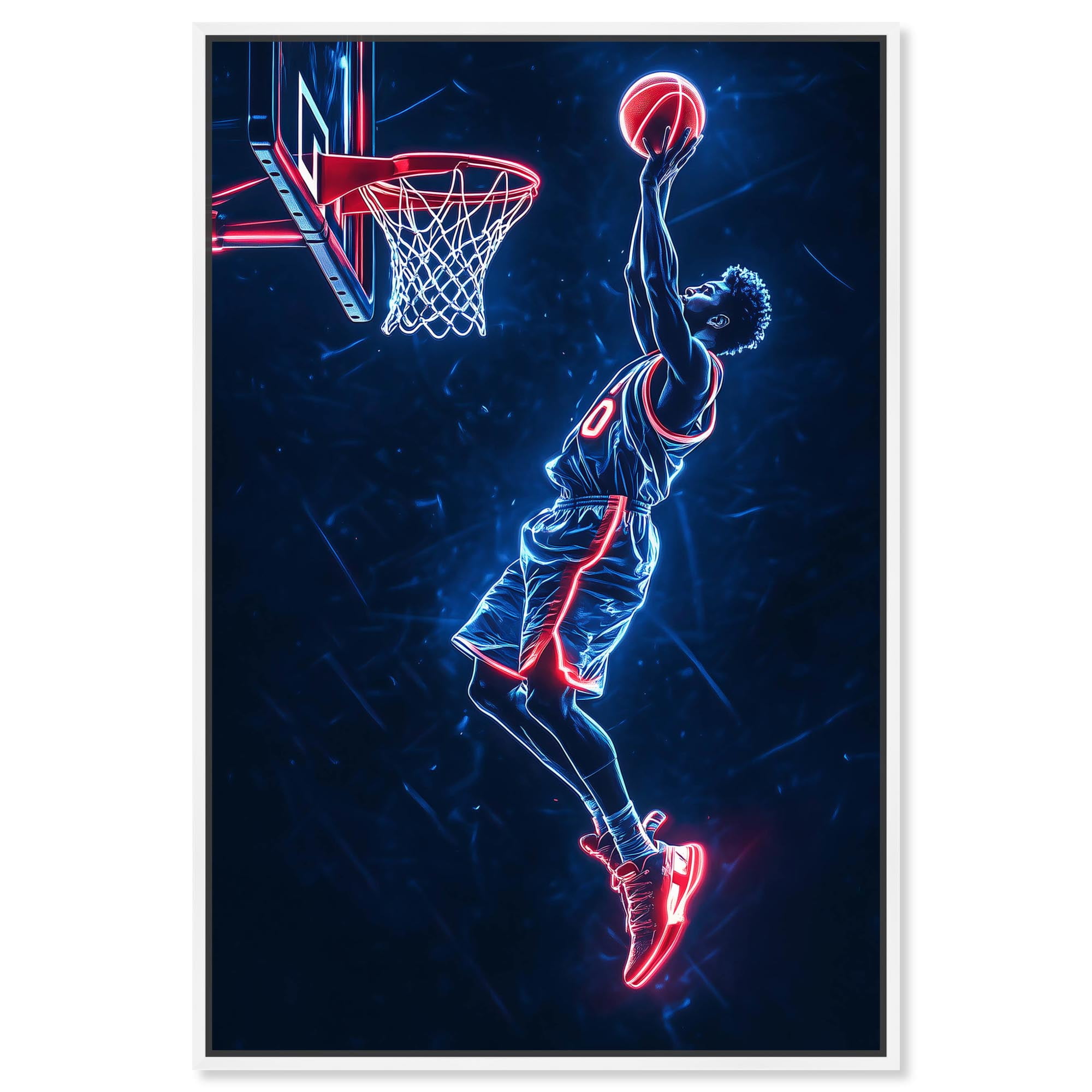 Shoot Some Hoops Neon Canvas Urban Posters by Art Remedy, White Frame ...