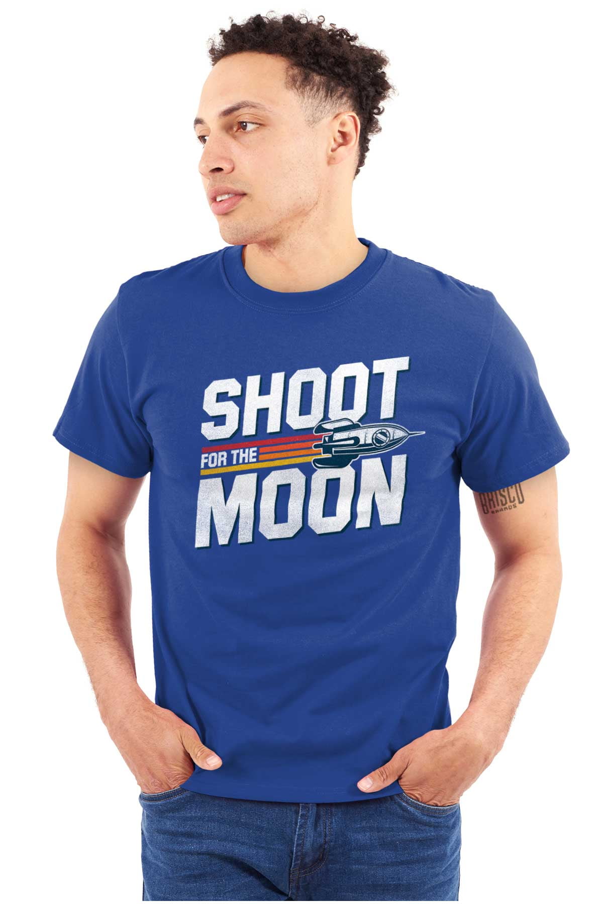 Shoot for the Moon Space Rocketship Unisex Plus Size Graphic Tee Brisco ...