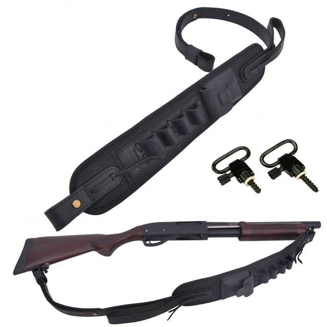 Shooting Canvas Leather Ammo Shell Holder Shotgun Sling Hunting Gun ...