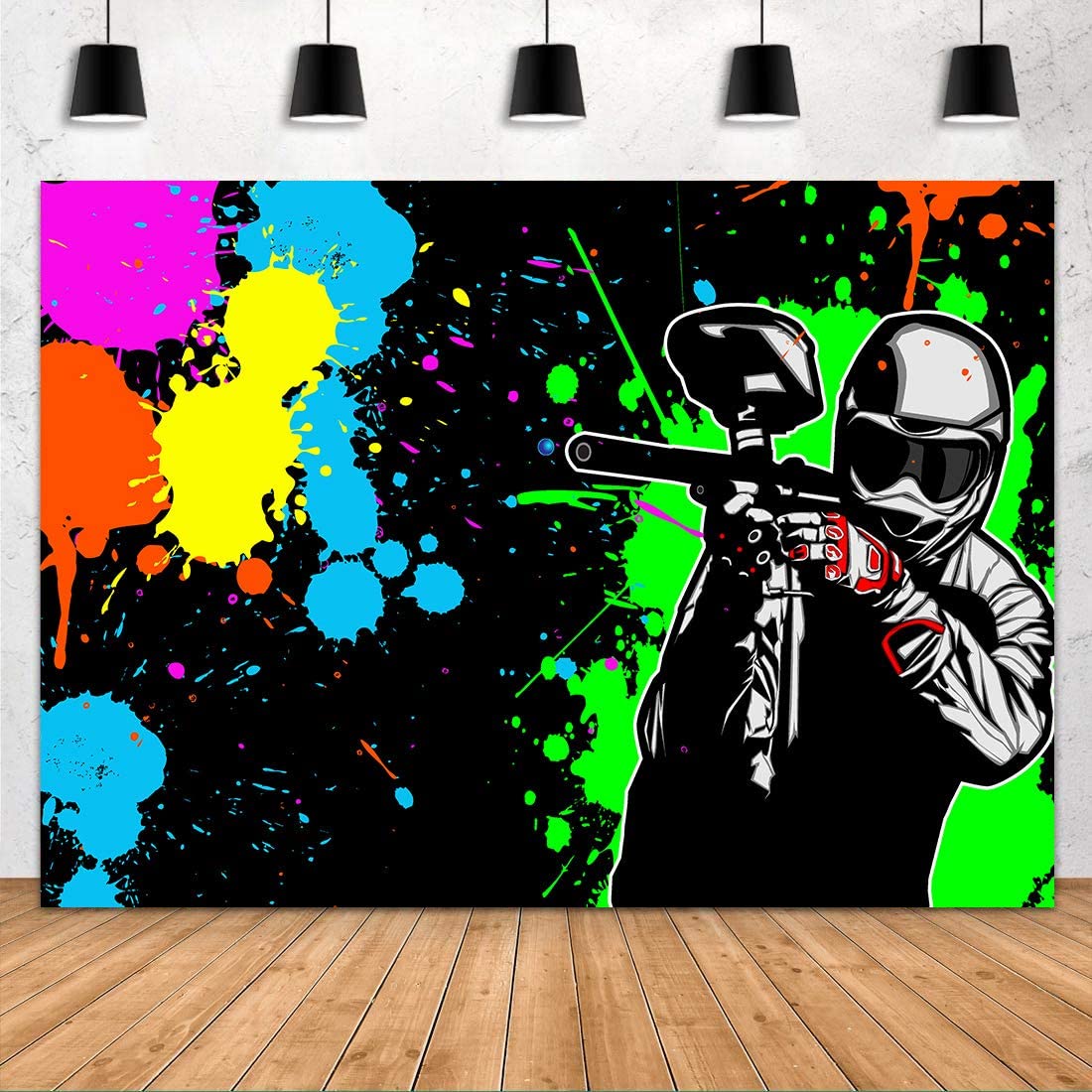 Shooting Game Backdrop Mess Splatter Art Party Colorful Graffiti ...