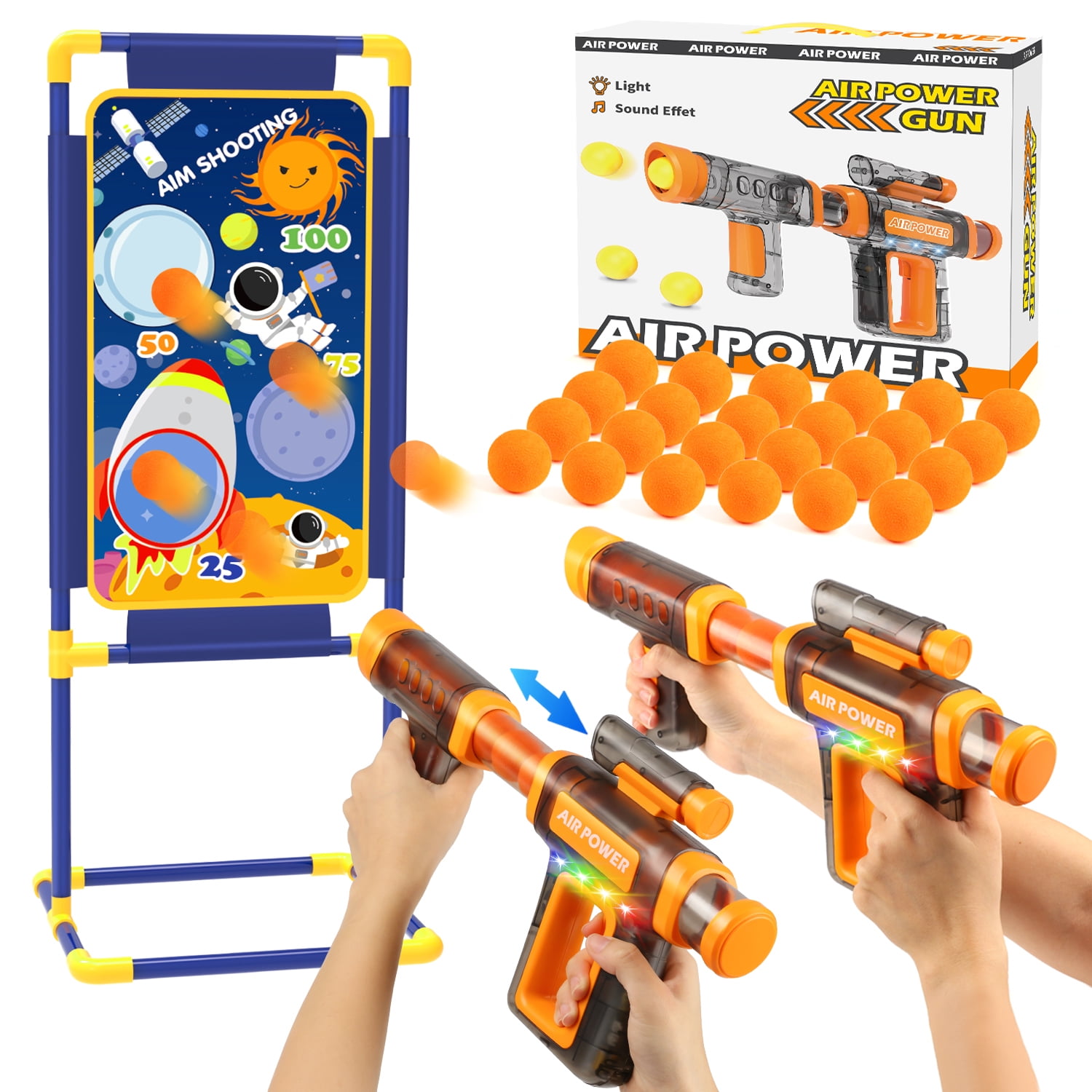 Huge Wave Shooting Target Games Toy for Kids, 24 Foam Balls & 2 Air ...
