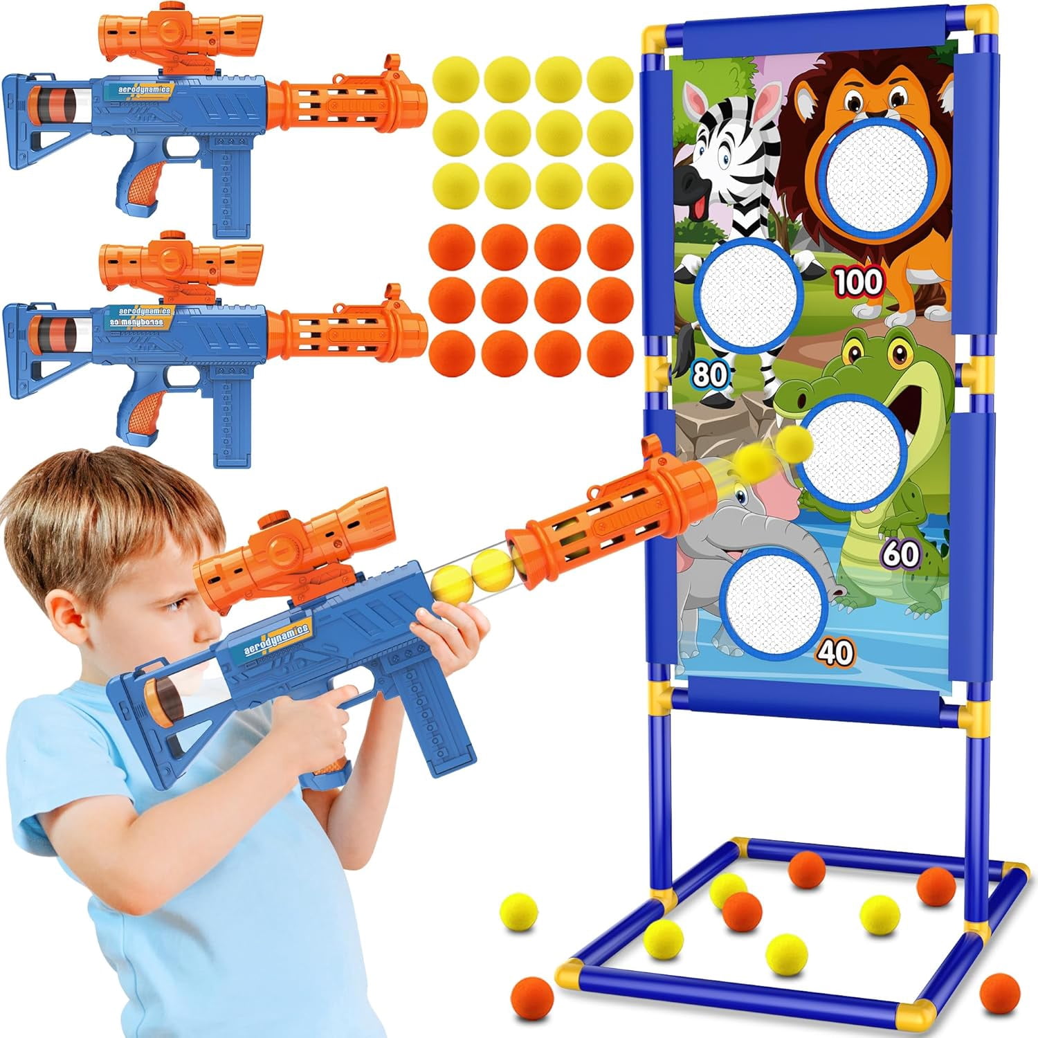 Shooting Game Toy for Boys - 2 Player Toy Foam Blaster Air Guns, 24 ...