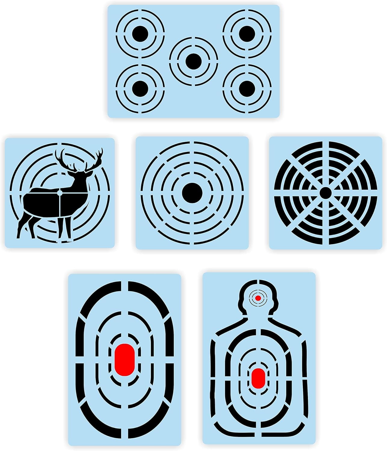 Shooting Gun Targets Stencils Super Bundle, 6 Designs, Reusable, Spray ...