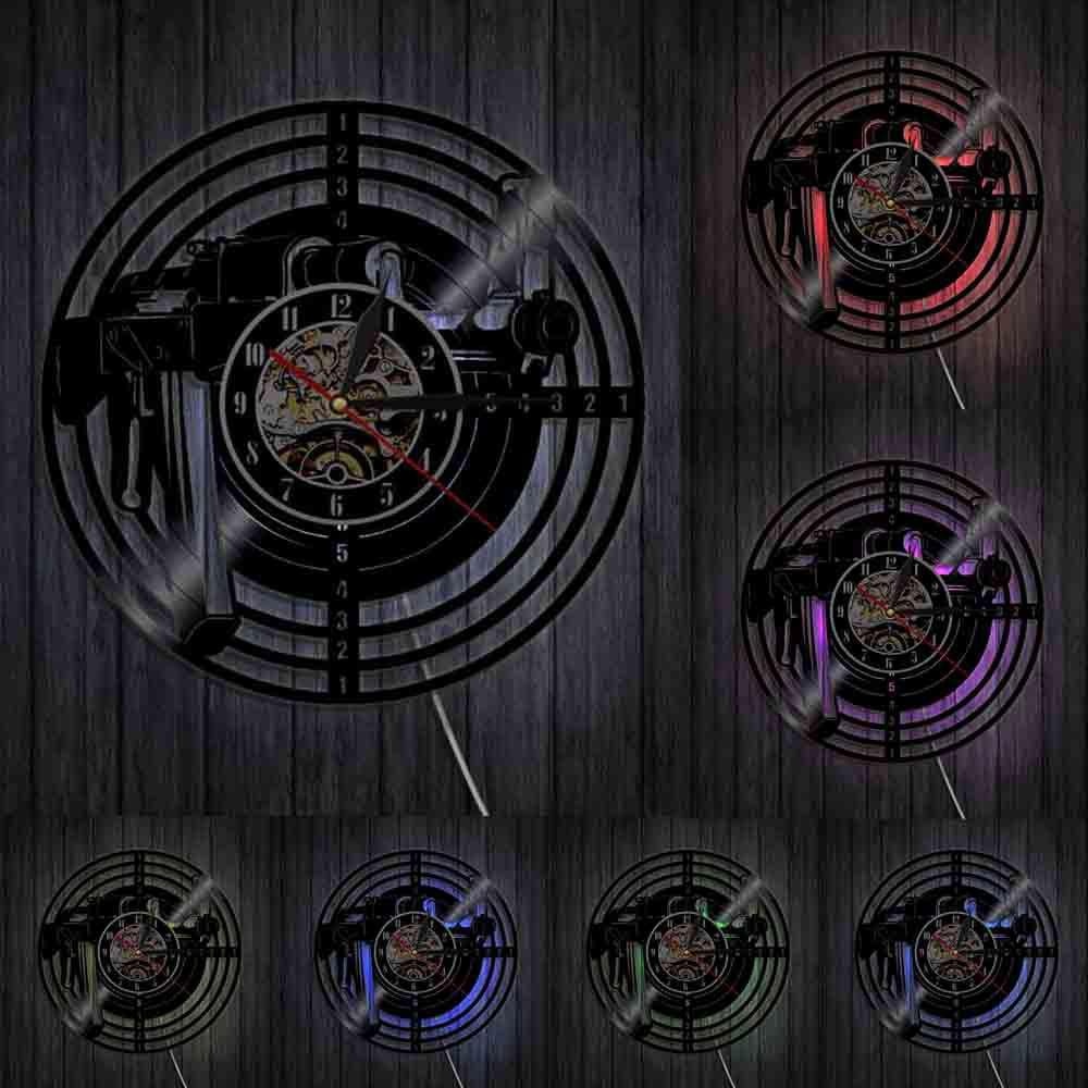 Shooting Gun Vinyl Record Wall Clock Shooting Target Vinyl Clock Air ...