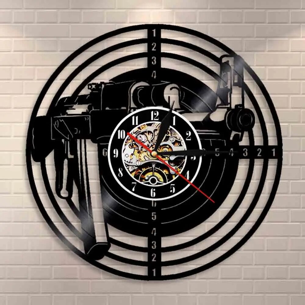 Shooting Gun Vinyl Wall Clock,Vinyl Record Clock Wall Art Black ...