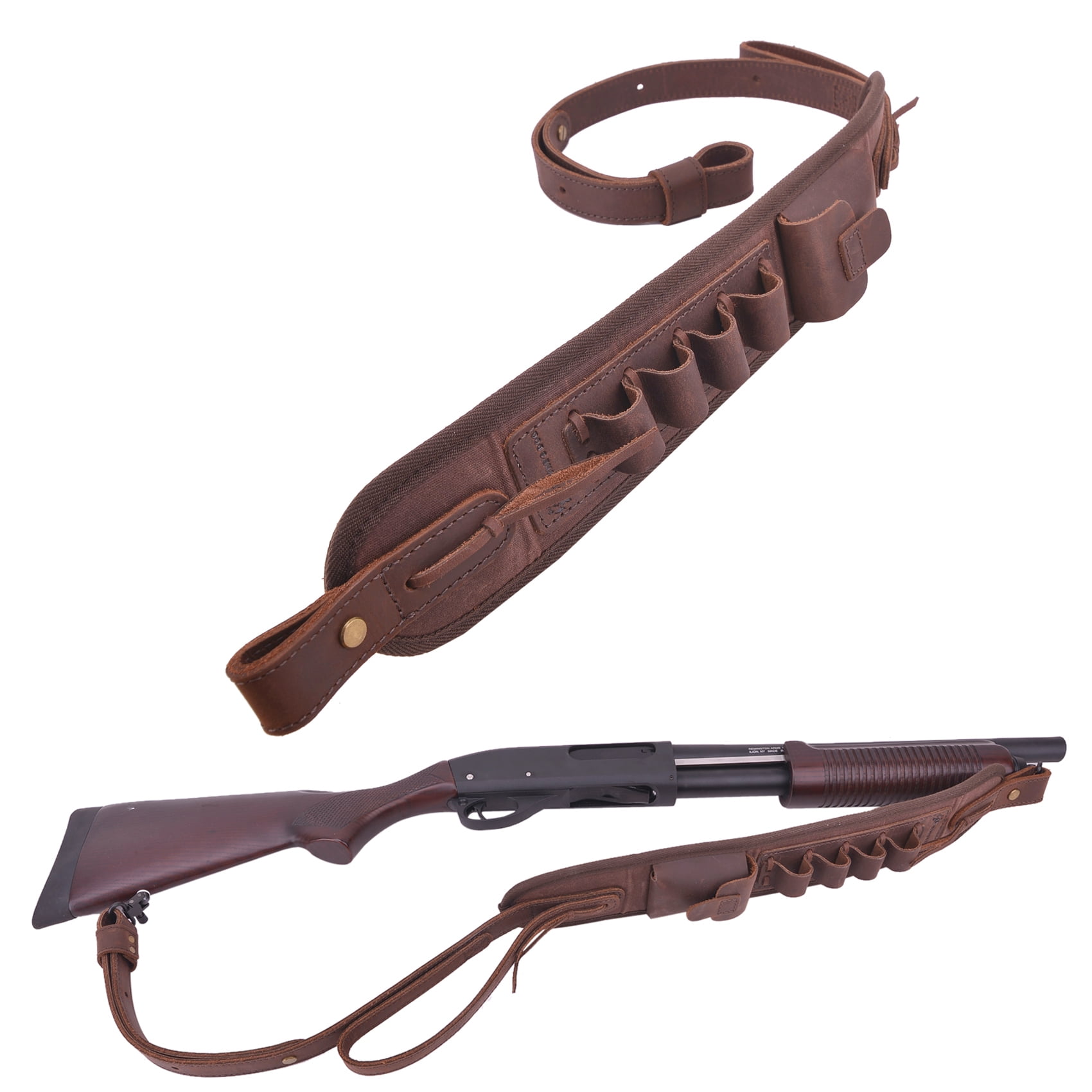 Shooting Leather Canvas Ammo Shell Holder Sling Shotgun Strap Hunting ...