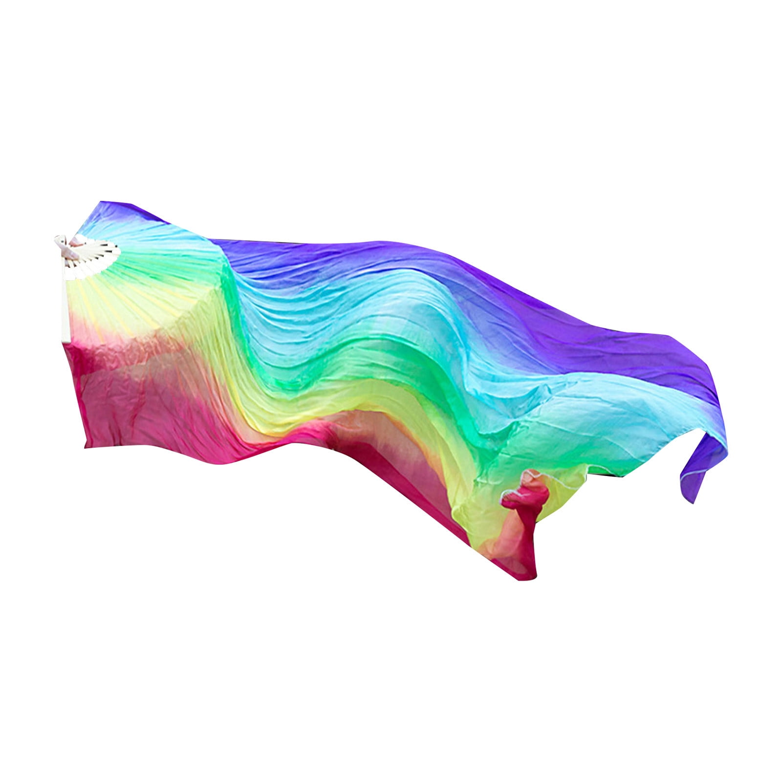 Shooting Props Dance Fan Silk Fan Colorful Dance Cloth Long Folding ...