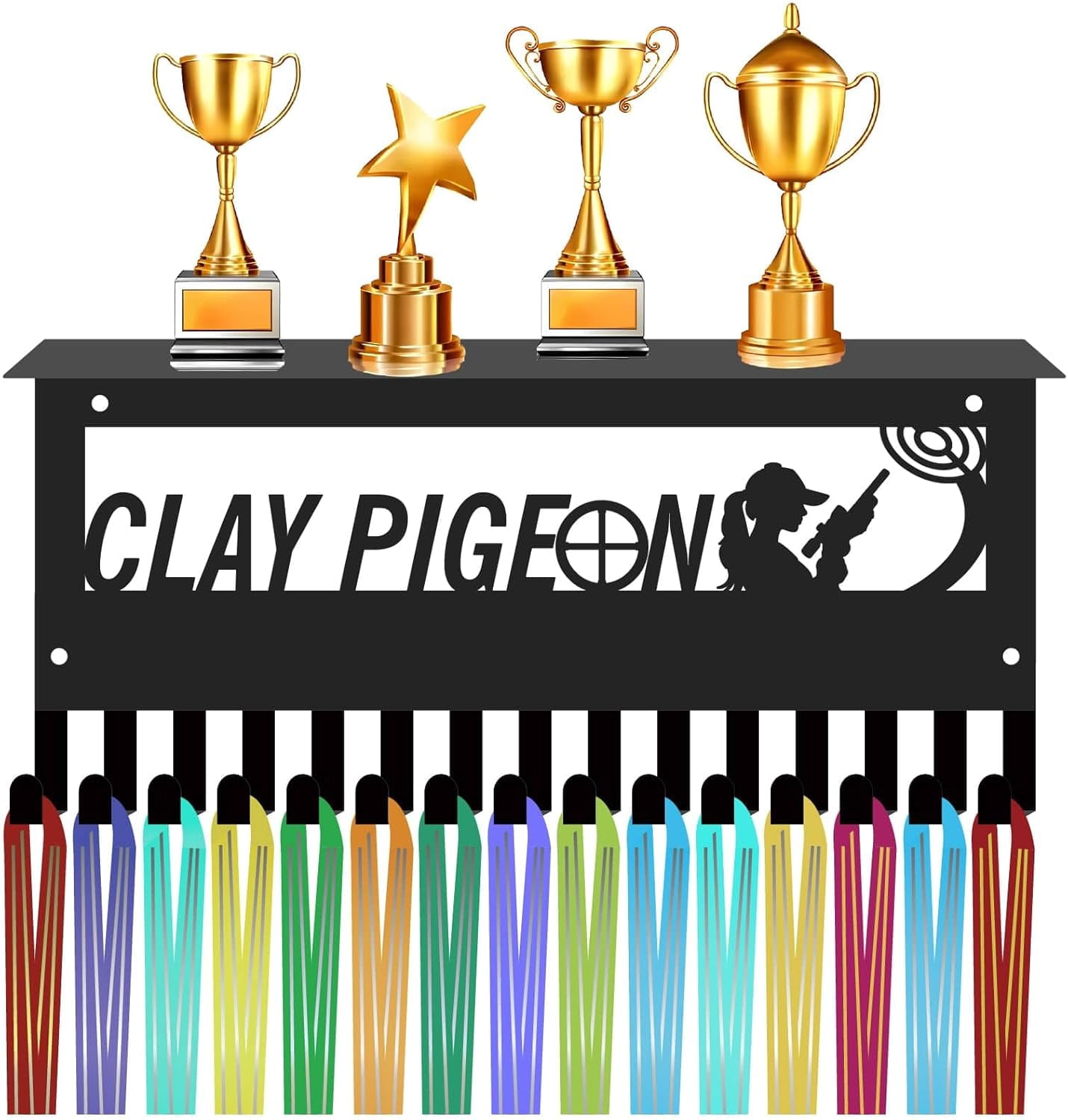 Shooting Sport Medal Hanger Trophy Rack Display Black Metal Iron Medal ...
