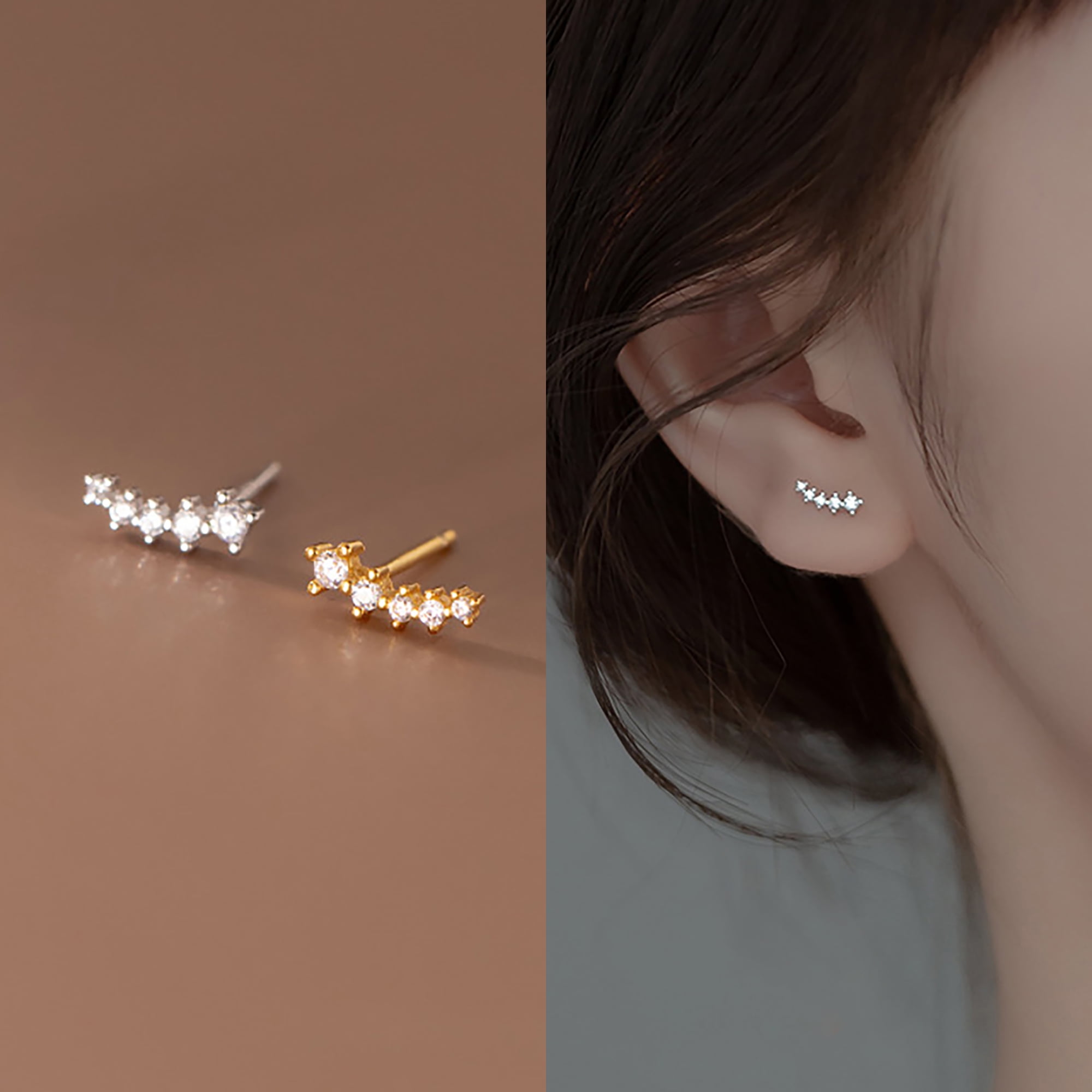 Shooting Star Ear Climber Earrings, Bar Earrings, Sparkling CZ Diamond ...