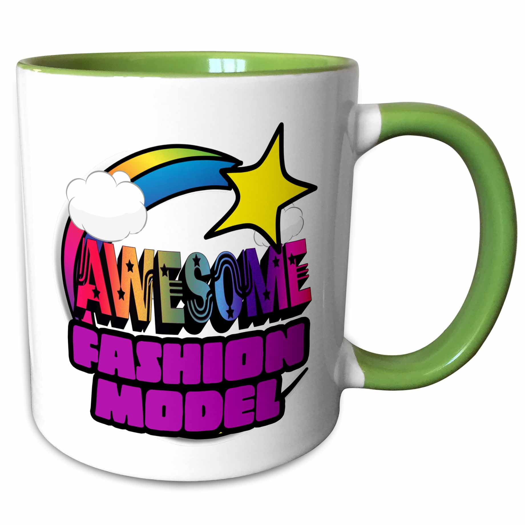 3drose, Shooting Star Rainbow Awesome Fashion Model, 15oz Two-tone ...