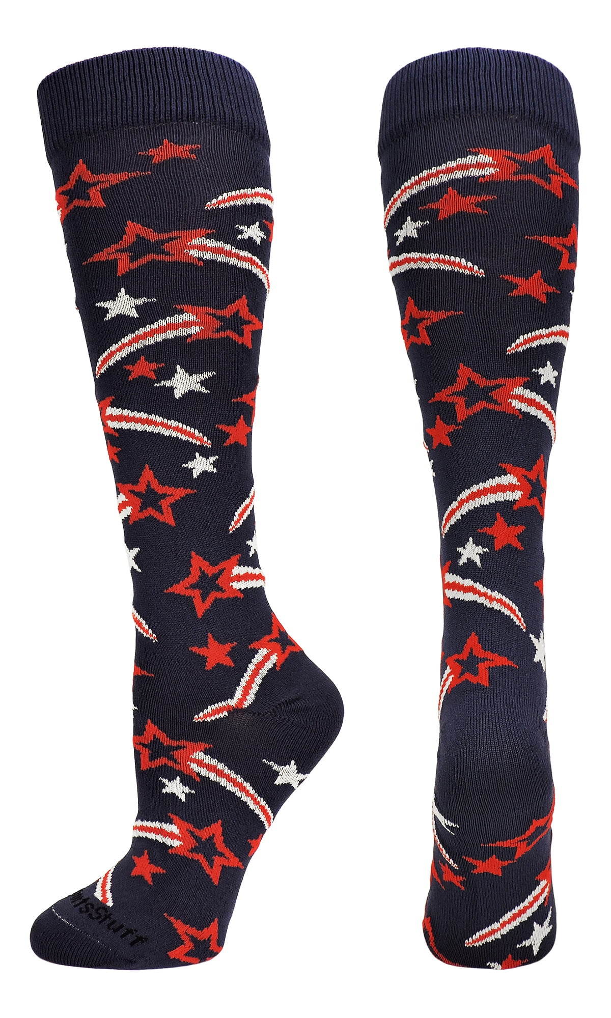 Shooting Stars Over the Calf Socks (Navy/Red/White, Small) - Walmart.com
