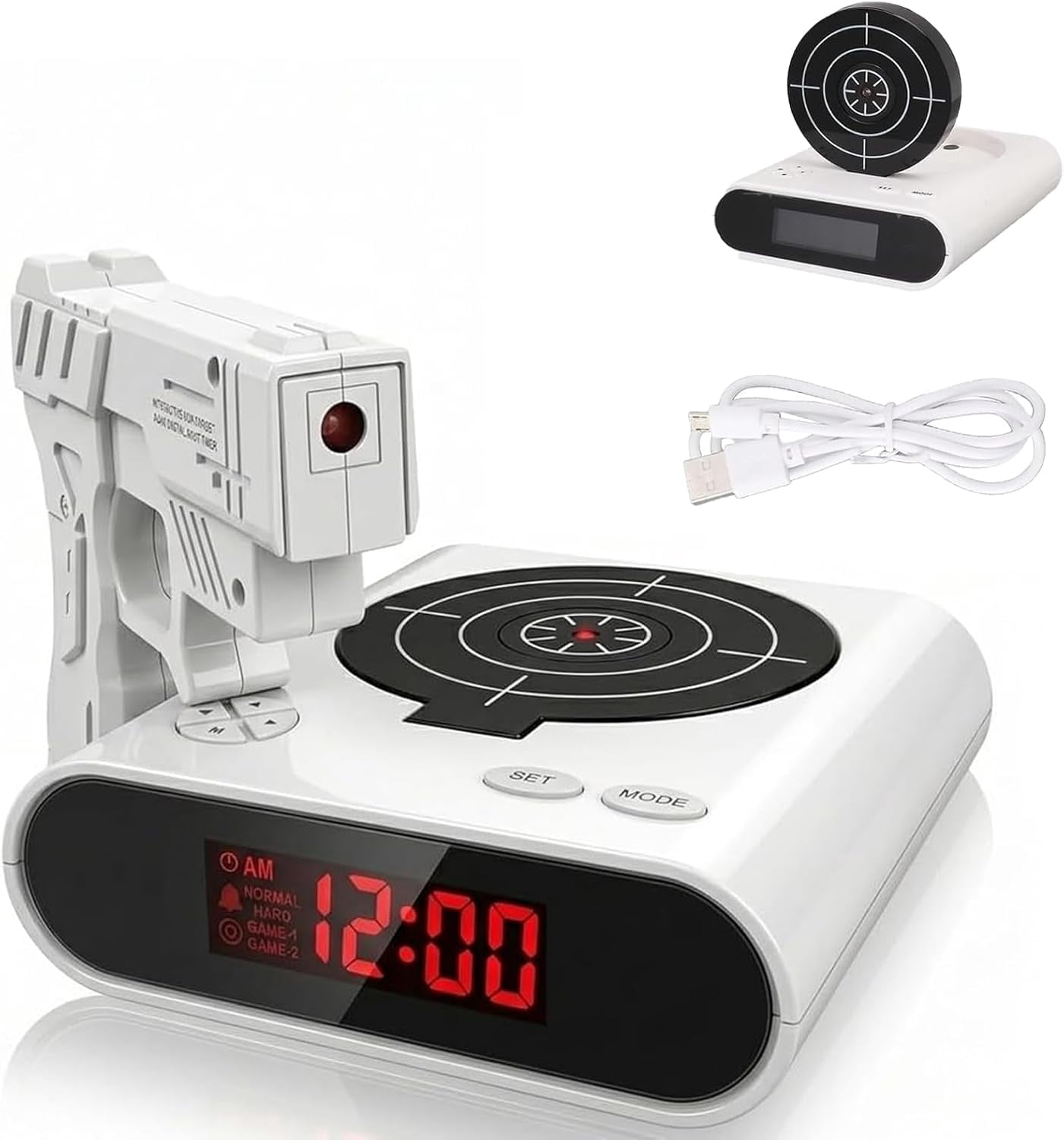 Shooting Target Alarm Clock with Blaster | Digital Wake-Up Game Timer ...